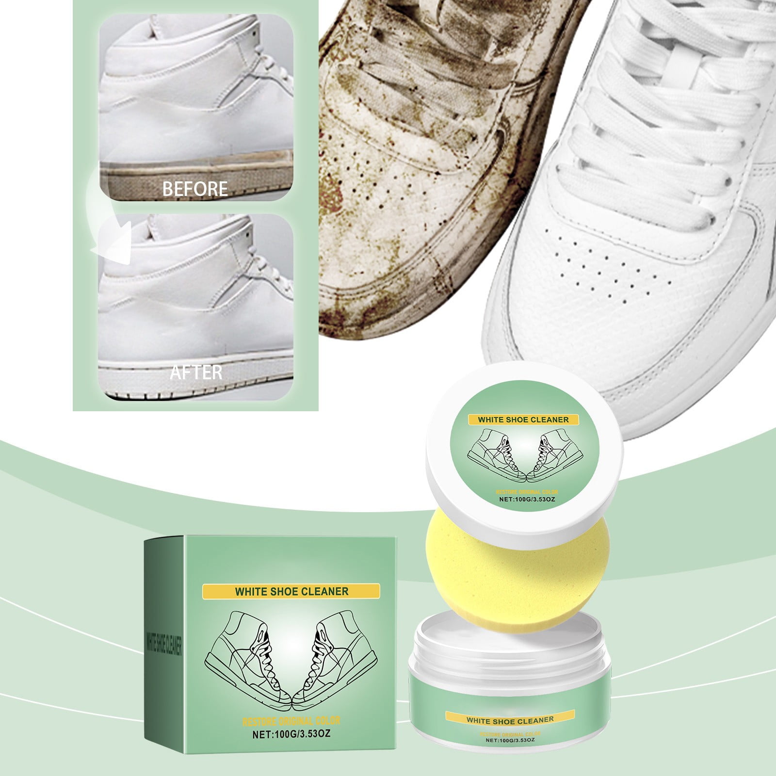 Usdian White Shoe Cleaning Cream, Multifunctional Leather Care Paste ...