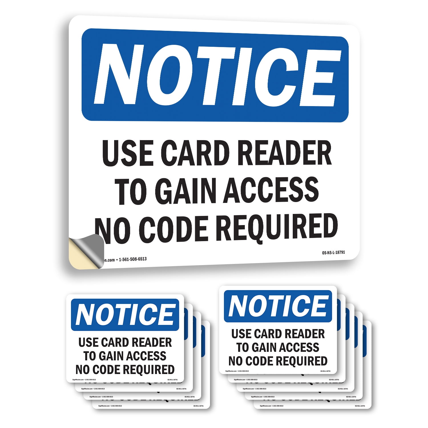 Use Card Reader To Gain Access No Code Required OSHA Notice Vinyl Decal ...