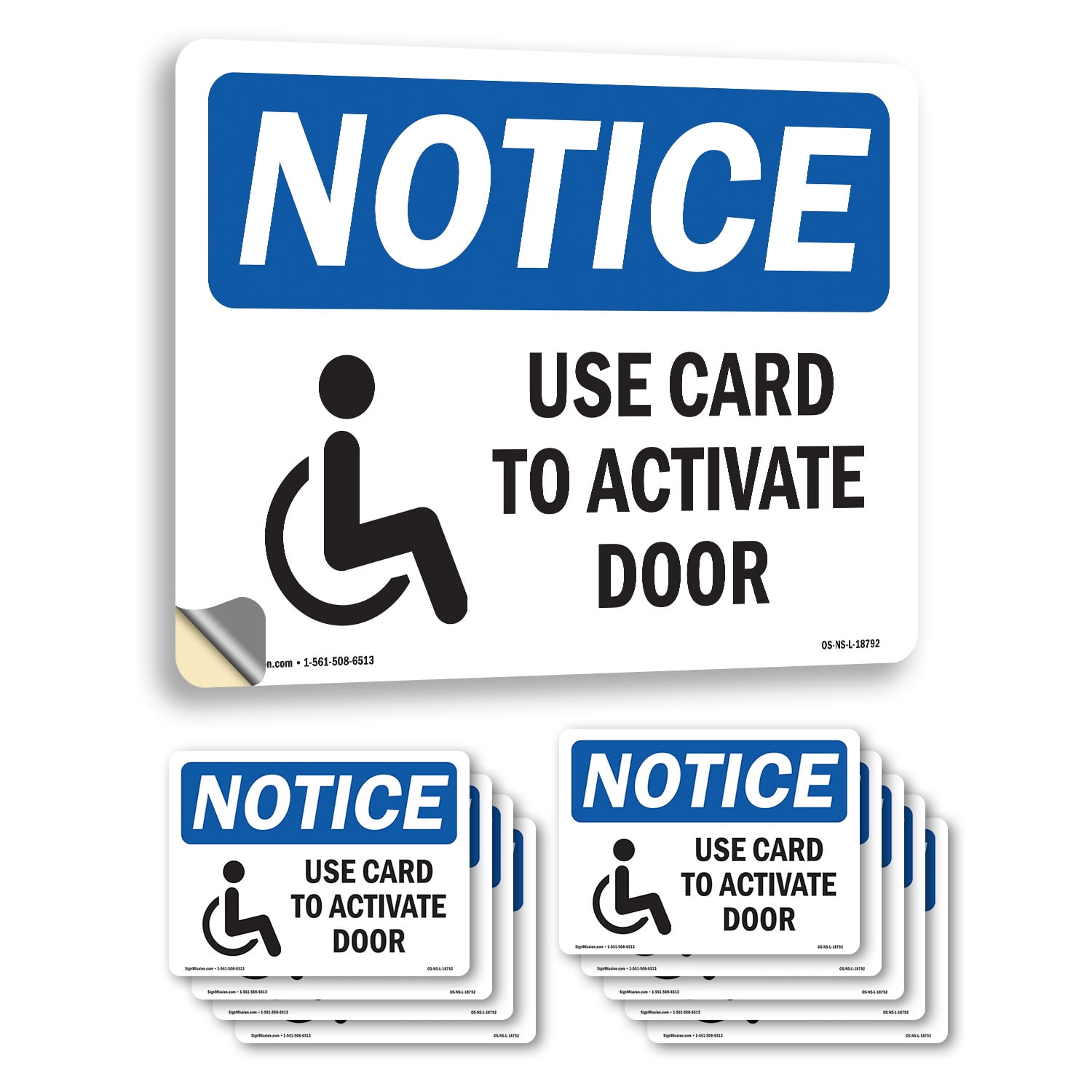 Use Card To Activate Door With Symbol OSHA Notice Vinyl Decal Label 24 ...