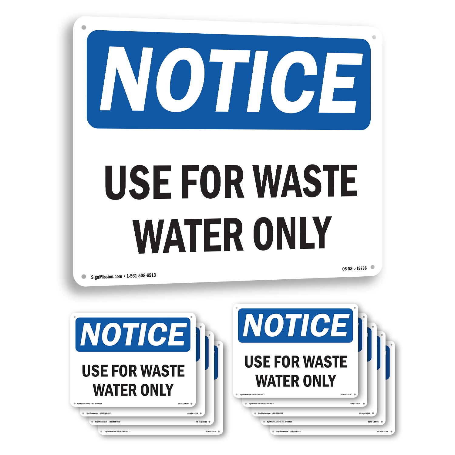 Use For Waste Water Only OSHA Notice Aluminum Sign 18 Inch x 12 Inch ...