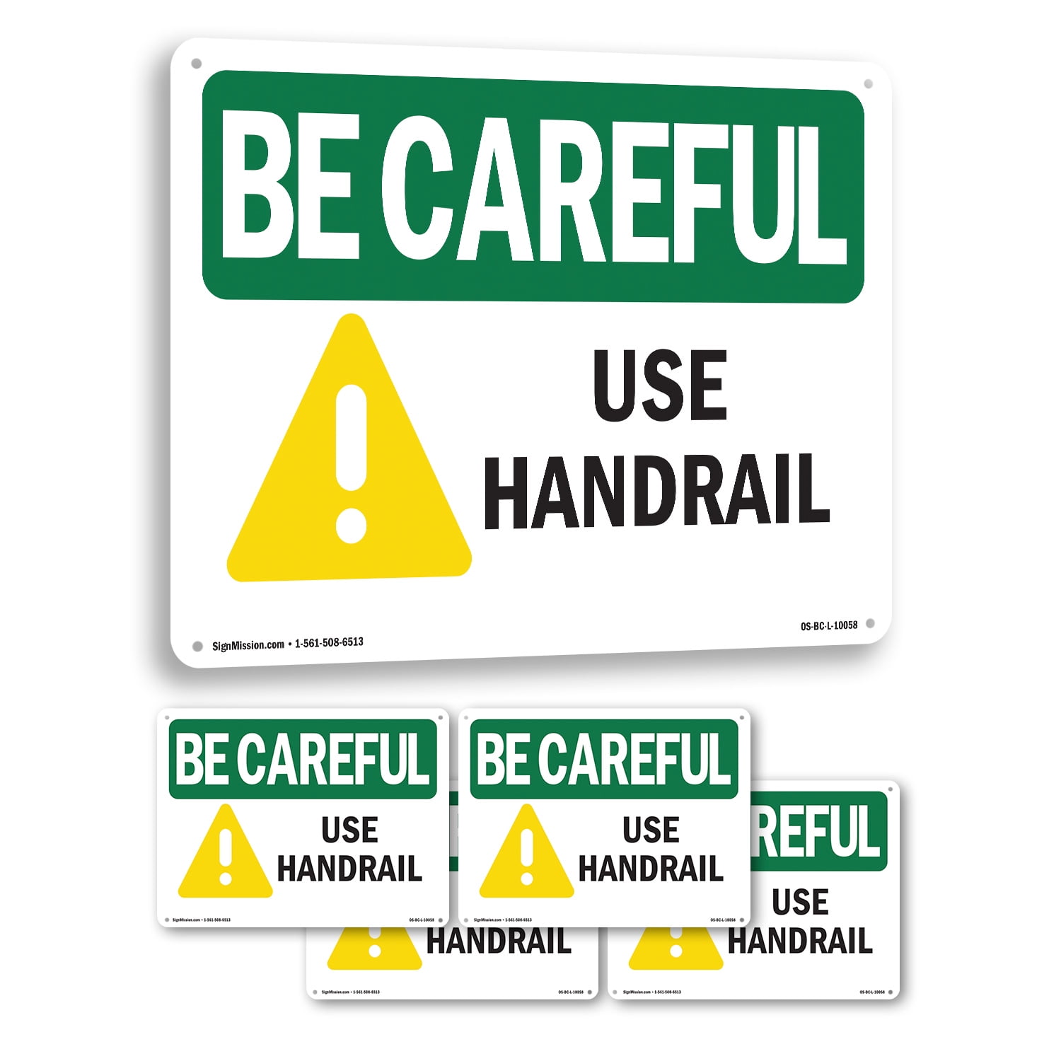 Use Handrail OSHA Be Careful Aluminum Sign 10 Inch x 7 Inch - 5 Pack ...