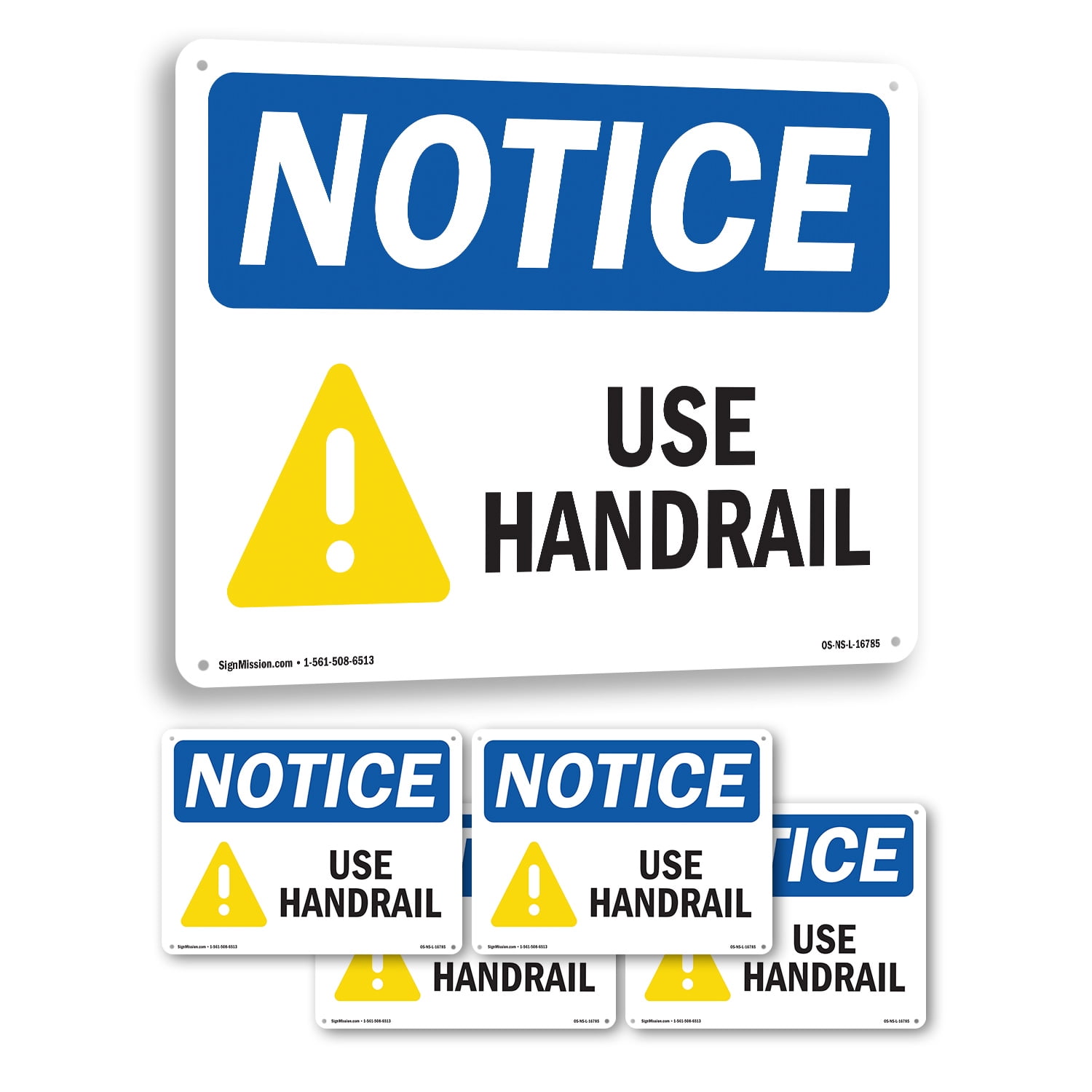 Use Handrail OSHA Notice Rigid Plastic Sign 10 Inch x 7 Inch - 5 Pack ...