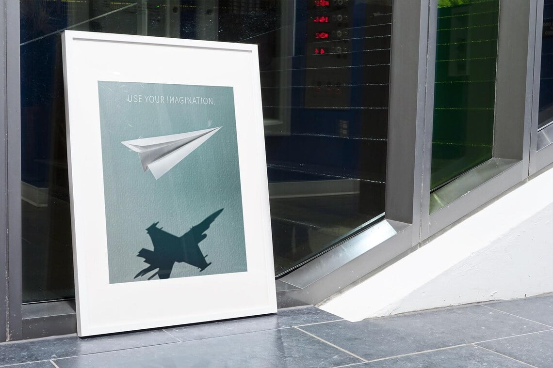 Use Your Imagination Motivational Poster Minimalist Paper Airplane Wall ...