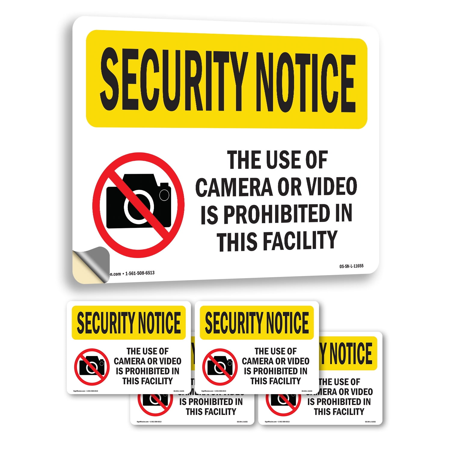 Use Of Camera Or Video Prohibited OSHA Security Notice Vinyl Decal ...