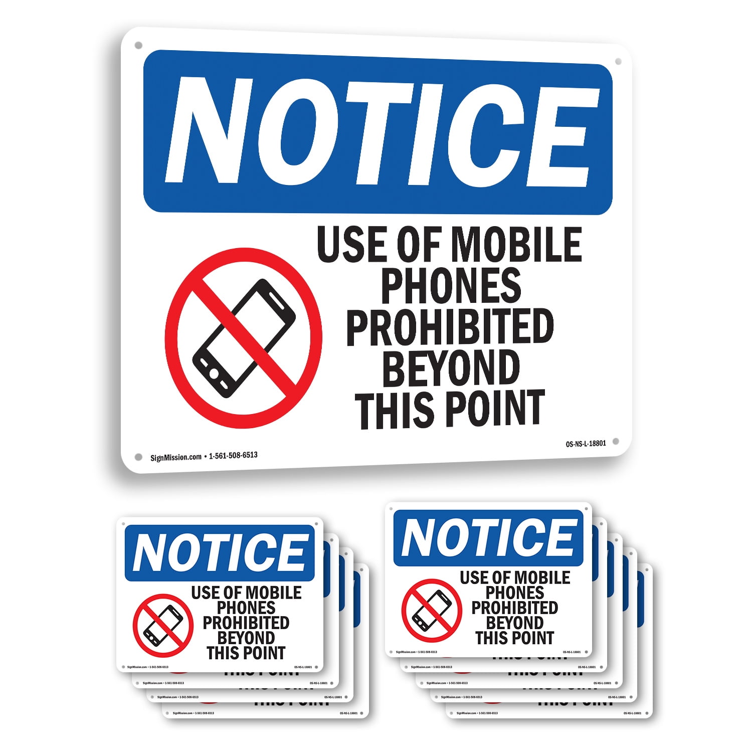 Use Of Mobile Phones Prohibited OSHA Notice Rigid Plastic Sign 10 Inch ...