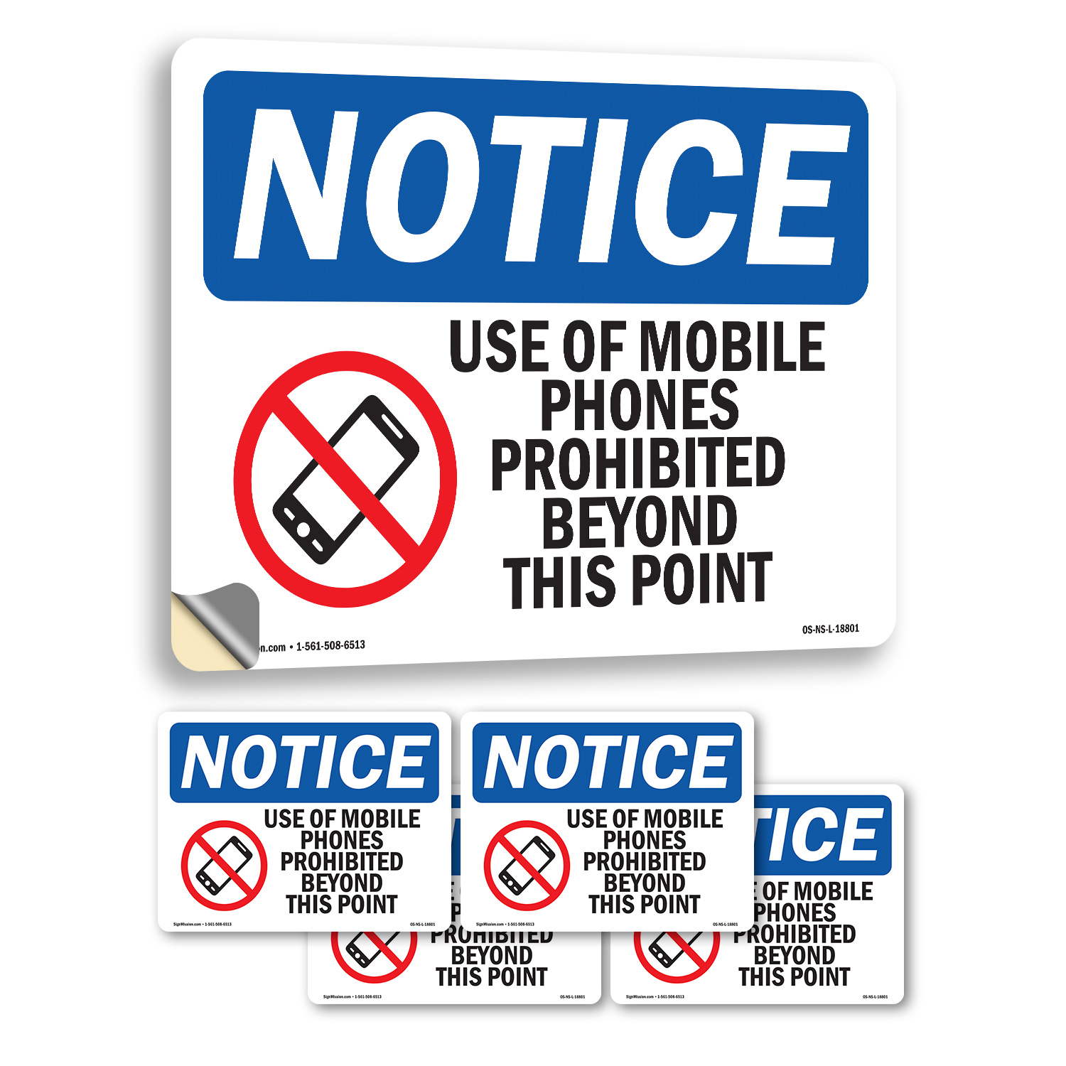 Use Of Mobile Phones Prohibited With Symbol OSHA Notice Vinyl Decal ...