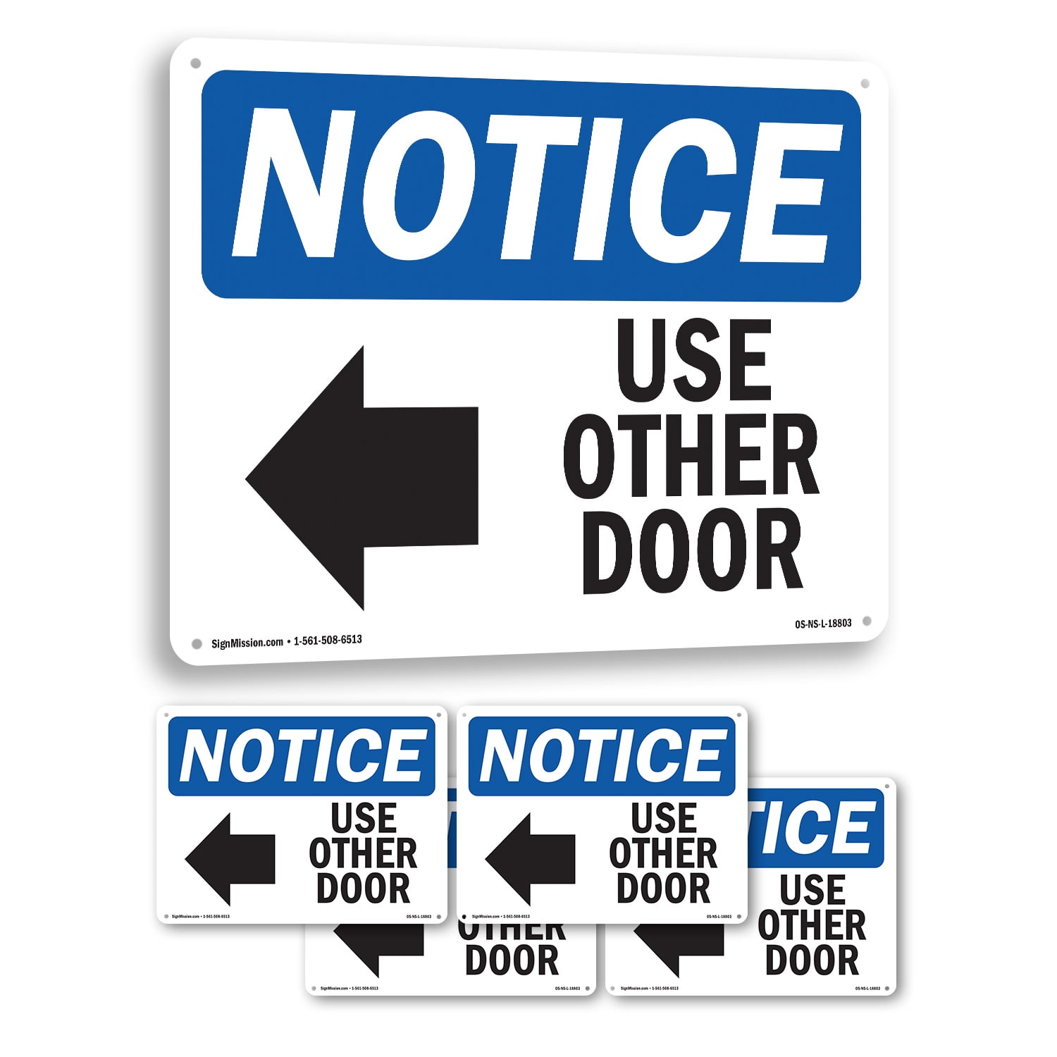 Use Other Door [Left Arrow] OSHA Notice Aluminum Sign 14 Inch x 10 Inch ...