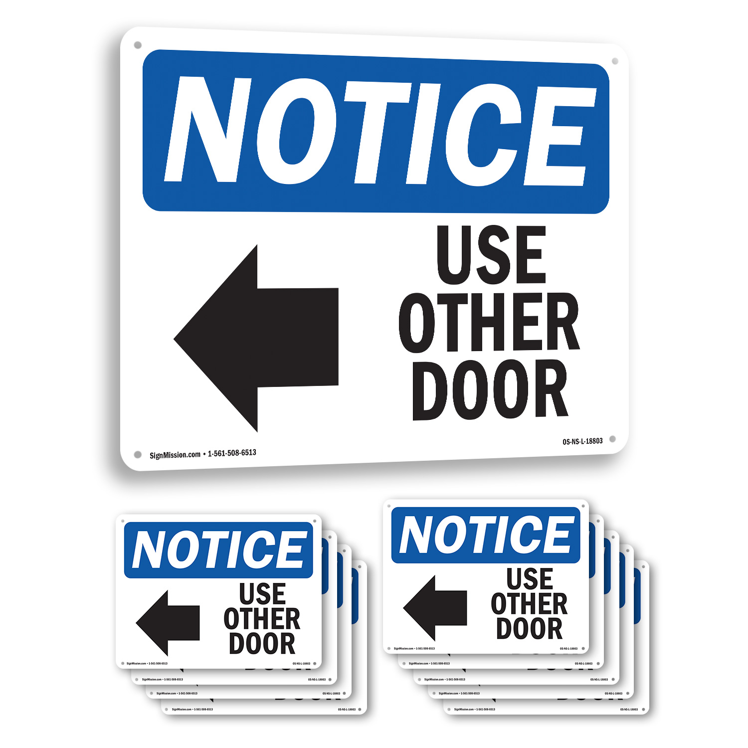 Use Other Door [Left Arrow] OSHA Notice Aluminum Sign 18 Inch x 12 Inch ...