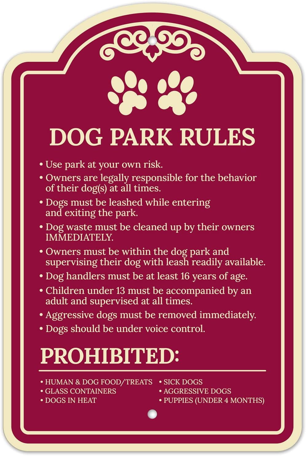 Use Park at Own Risk Dogs Must Be Leashed Waste Must Be Cleared Décor ...