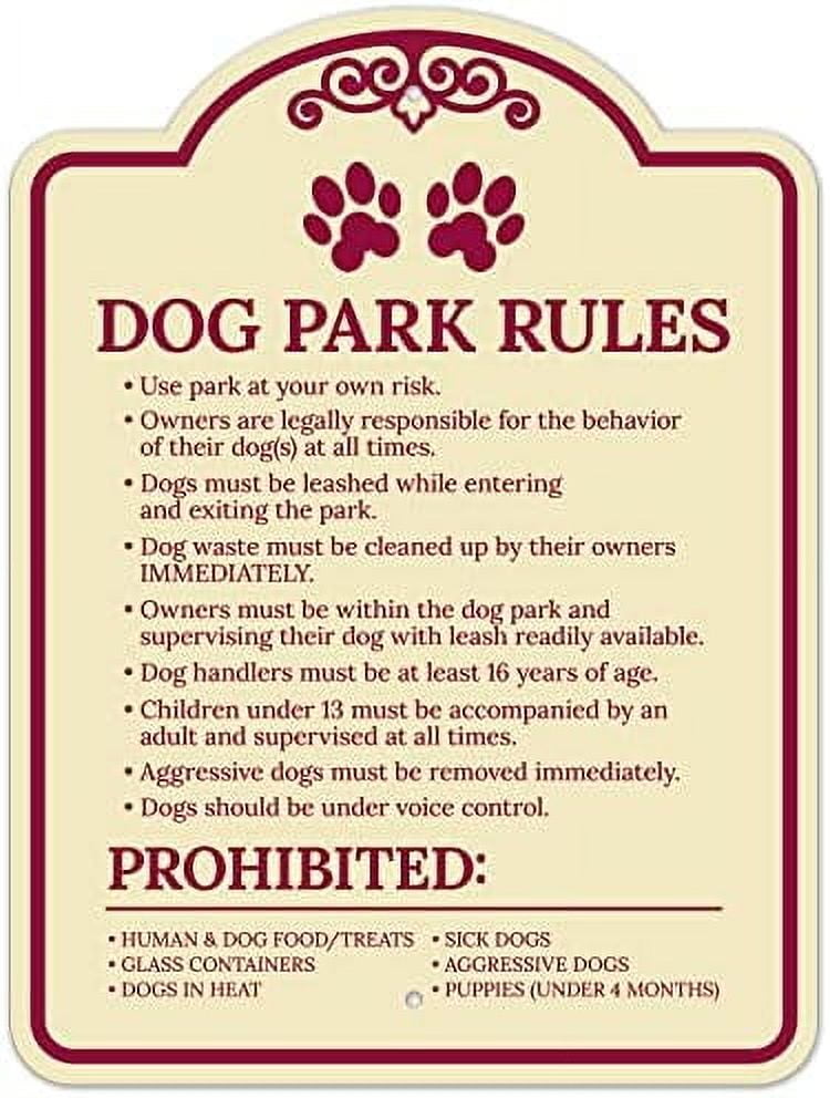 Use Park at Own Risk Dogs Must Be Leashed Waste Must Be Cleared Décor ...