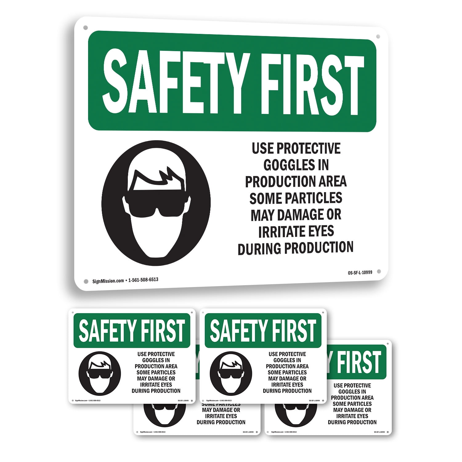Use Protective Goggles In Production With Symbol OSHA SAFETY FIRST ...