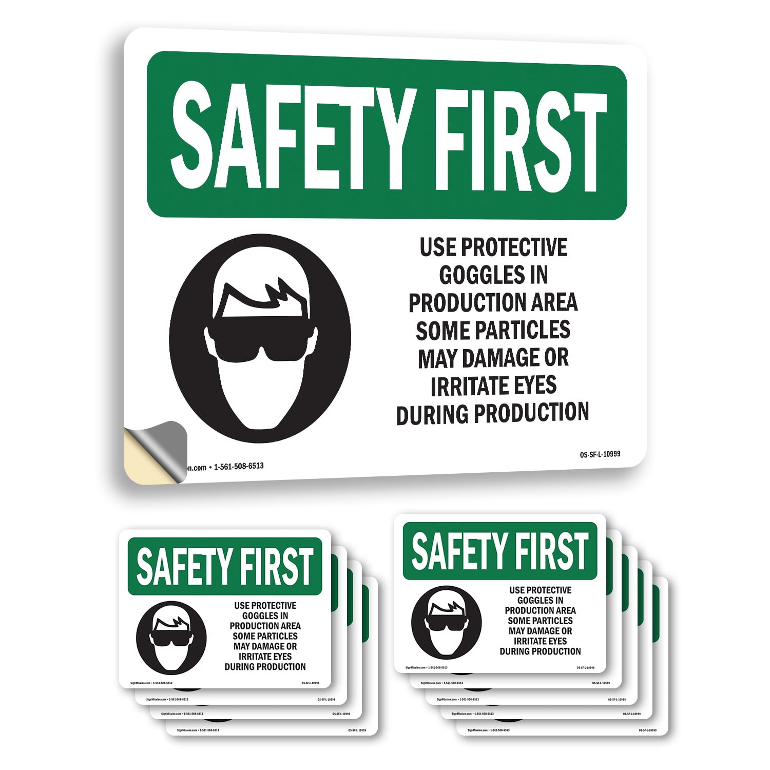 Use Protective Goggles In Production With Symbol OSHA SAFETY FIRST ...