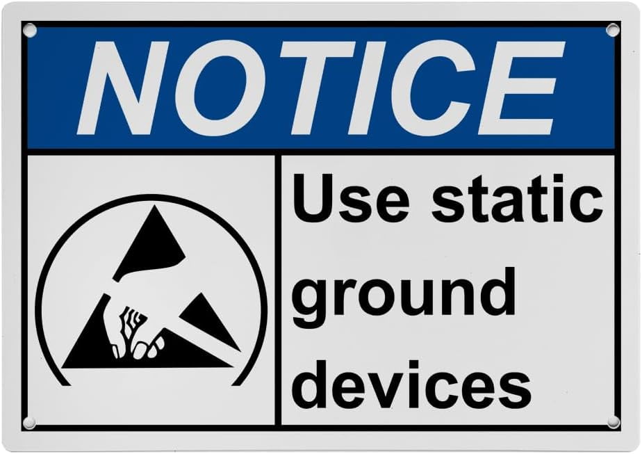Use Static Ground Devices Sign, Industrial ESD Static Sign 8"x12" UV ...