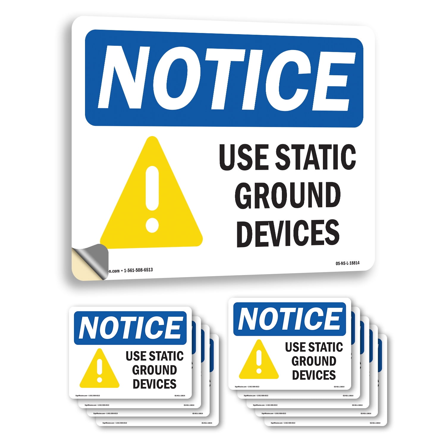 Use Static Ground Devices With Symbol OSHA Notice Vinyl Decal Label 7 ...