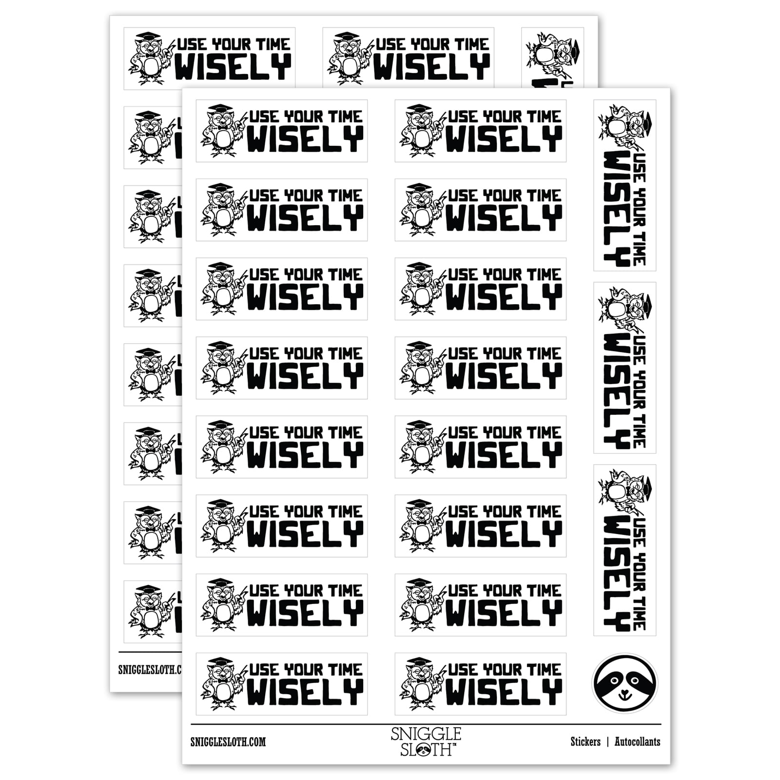 Use Your Time Wisely Owl Teacher Student School Sticker Set - White ...