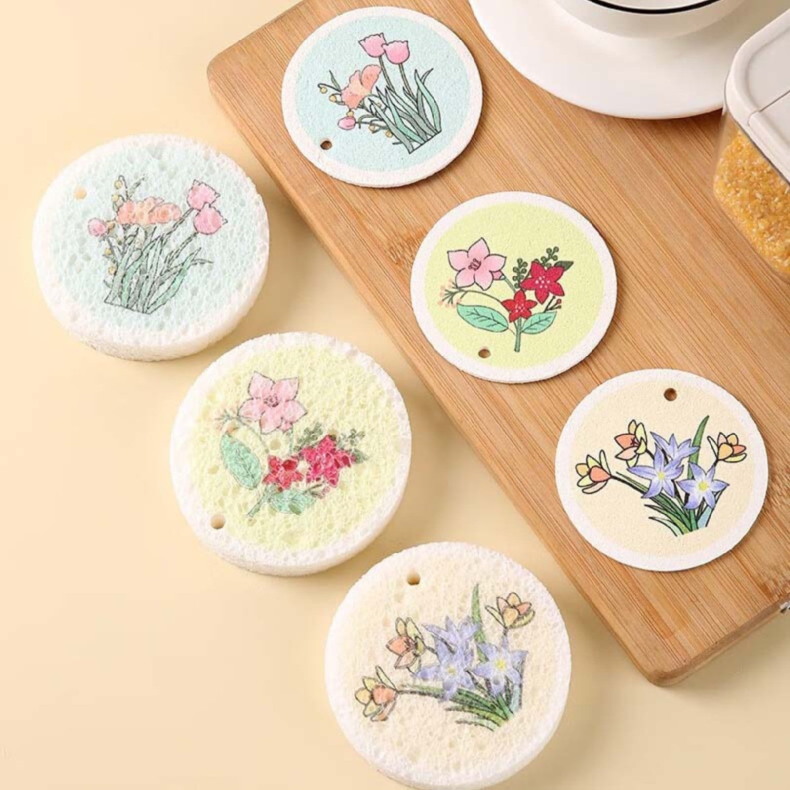 Use a round flower sponge to wipe the kitchen cloth|White|2024 New ...
