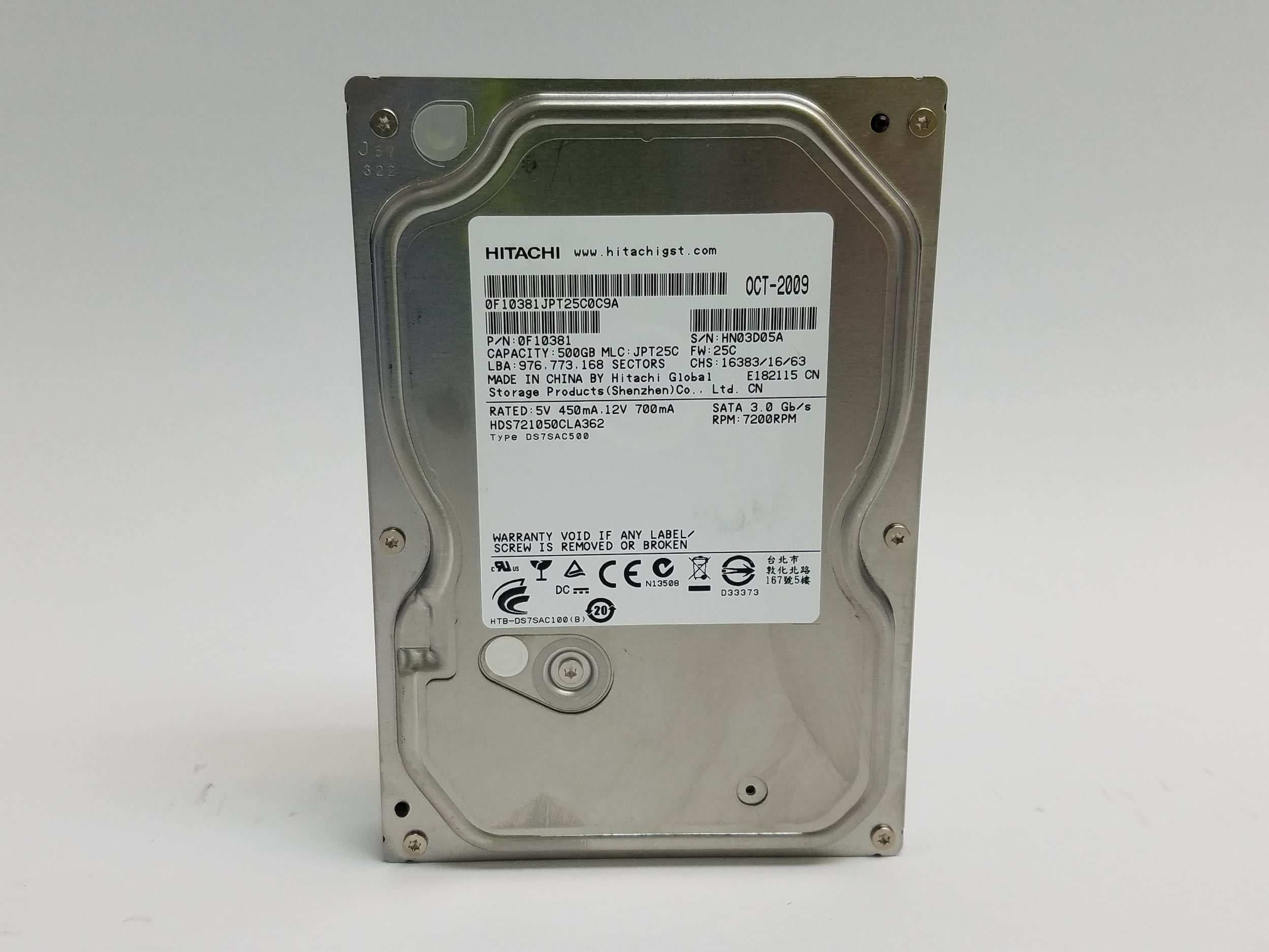 Pre-Owned Hitachi HDS721050CLA362 500 GB 3.5 in SATA II Desktop Hard ...