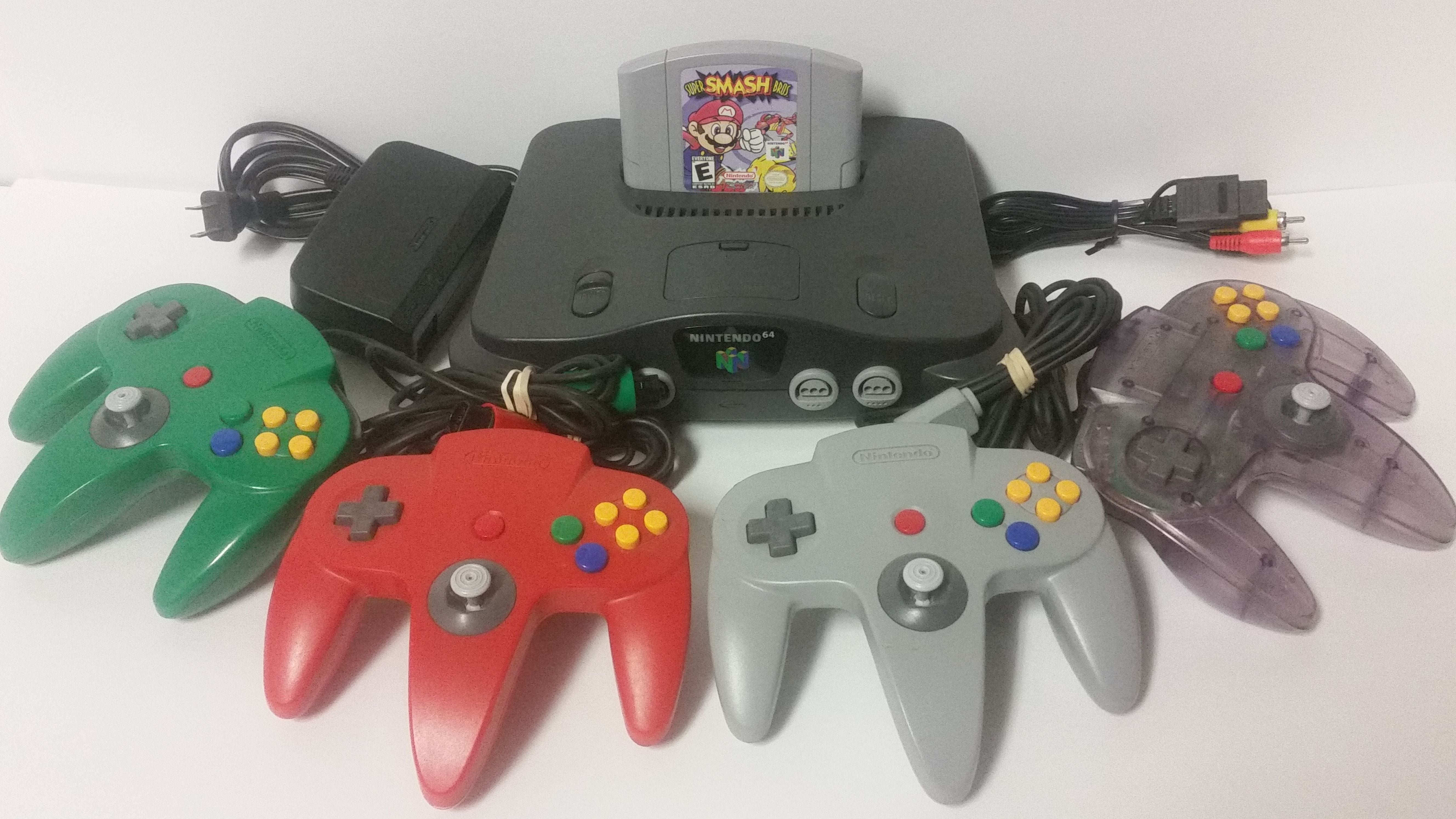Pre-Owned Used Nintendo 64 N64 console with Super Smash Bros and 4 ...