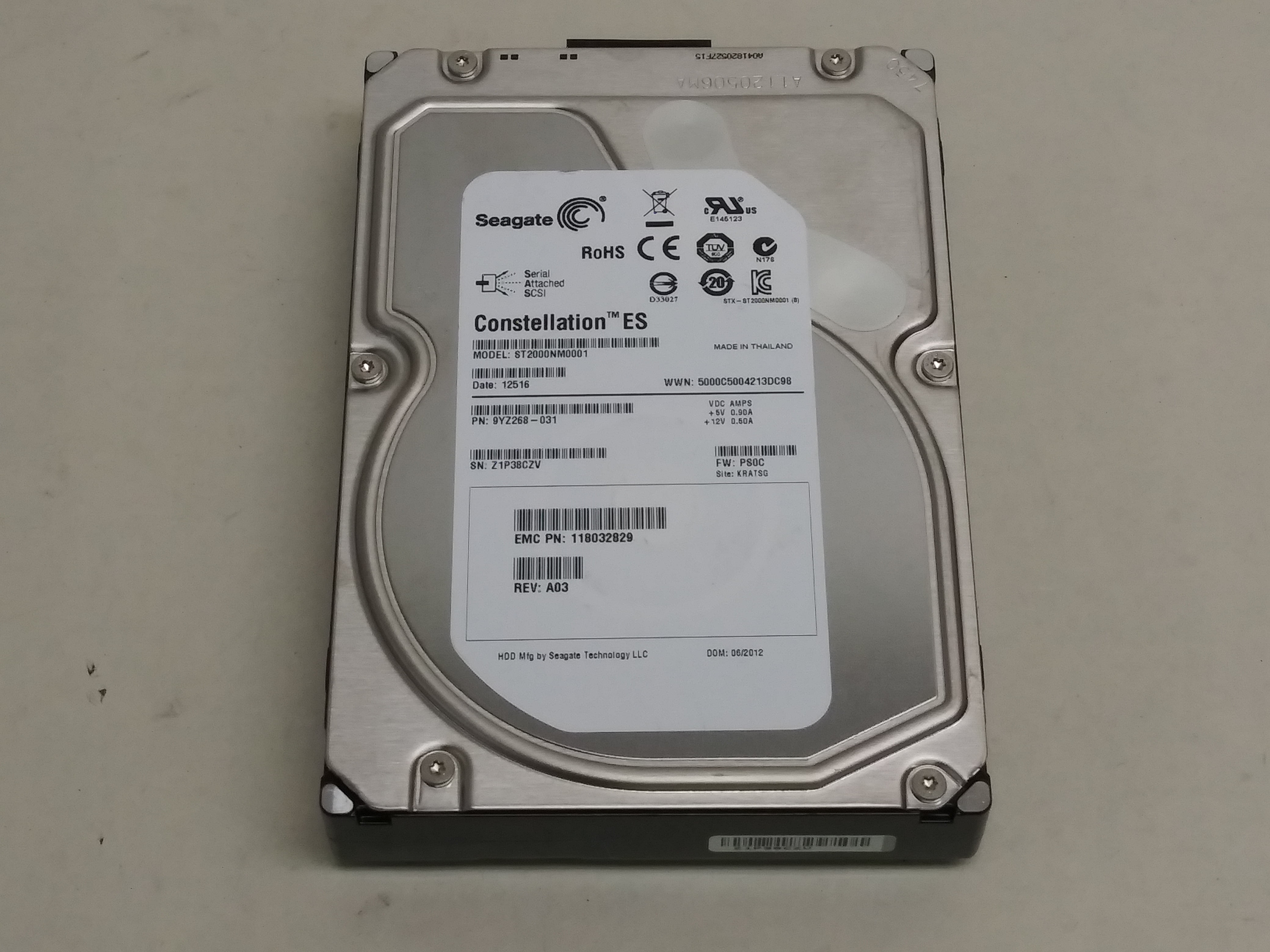 Pre-Owned Seagate EMC ST2000NM0001 Constellation ES CLAR2000 2TB 3.5 ...