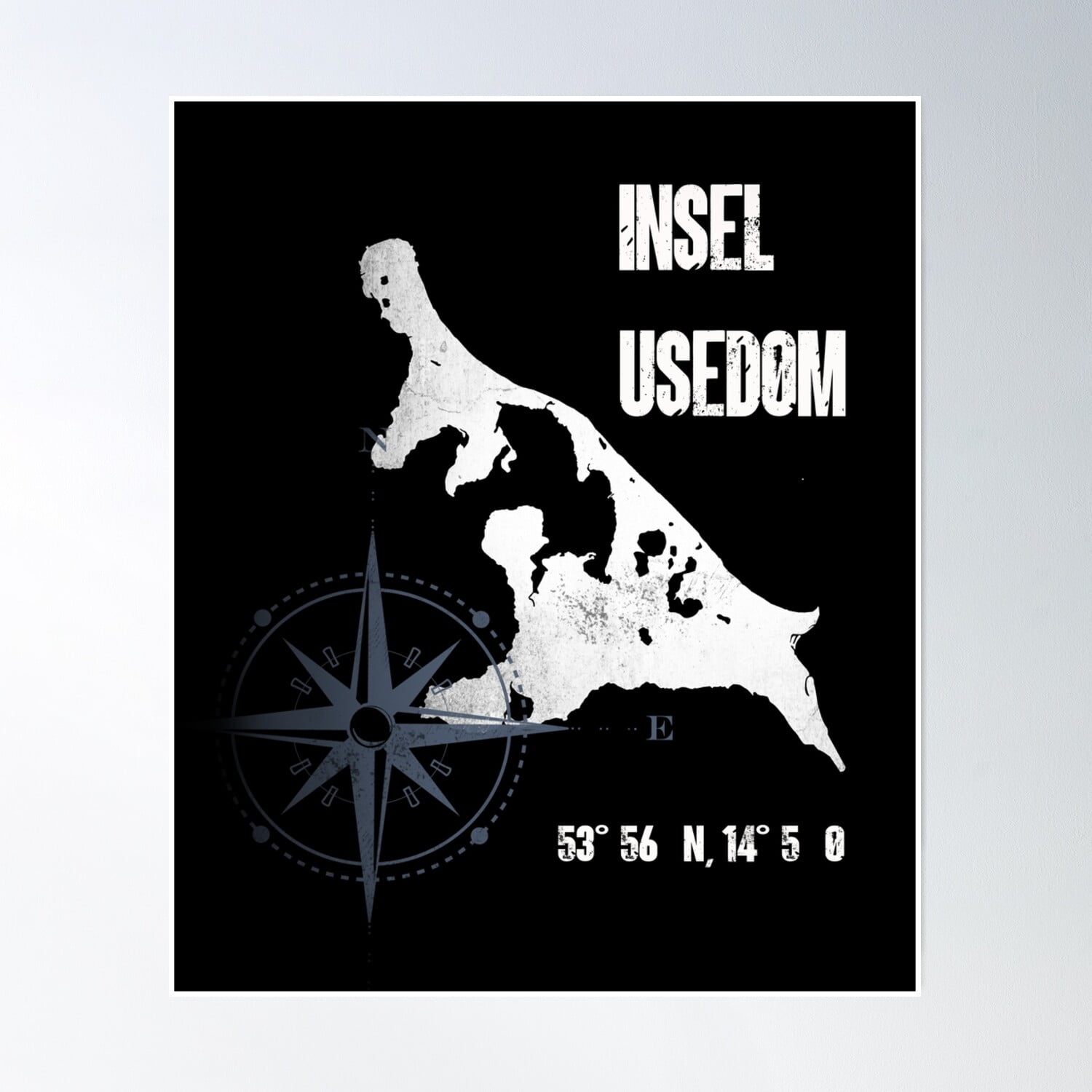 Usedom Baltic Sea Island Coordinates Map Vacation Poster Wall Art ...