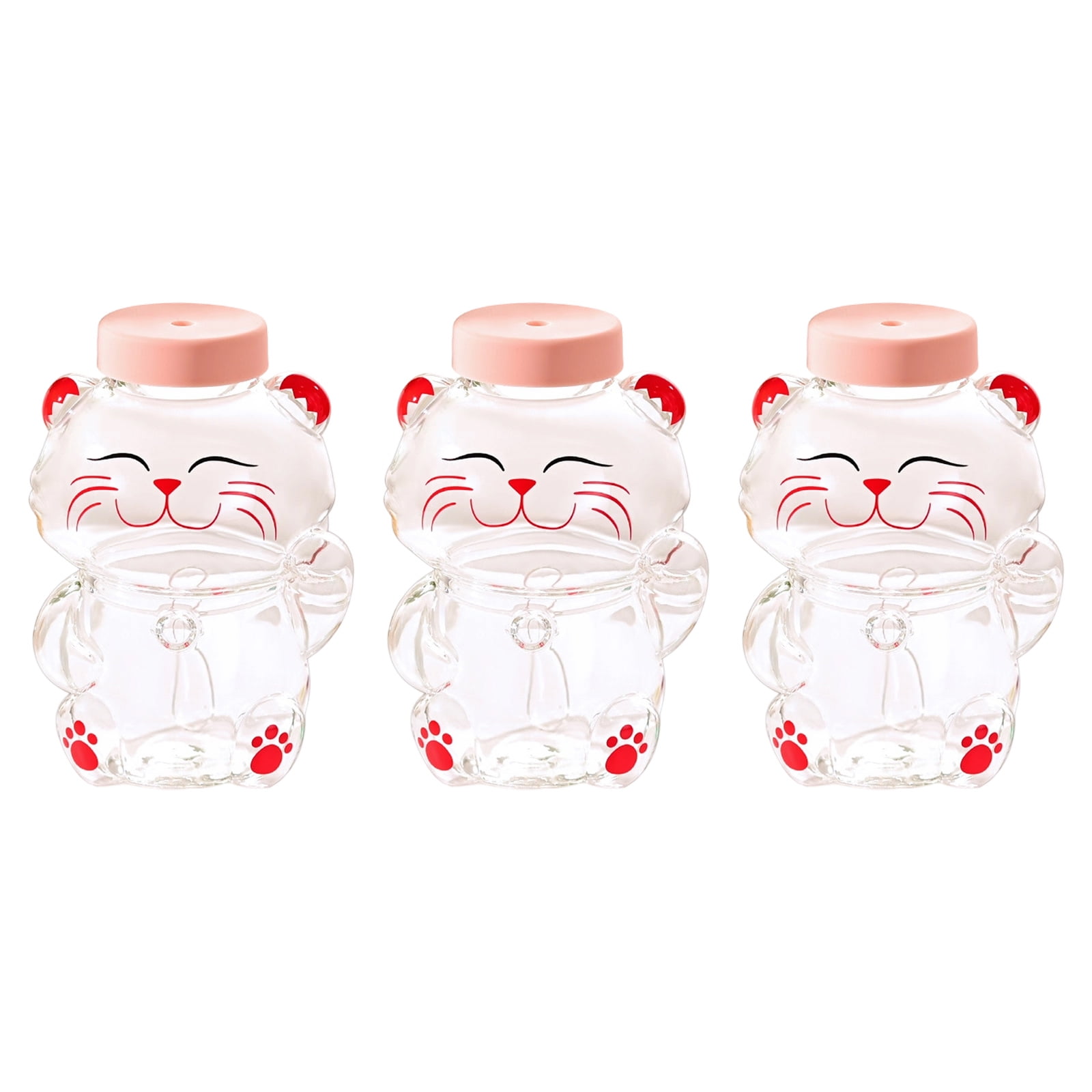 User Friendly Glass Straw Cup Adorable Bear Shape Spill Proof Lid ...