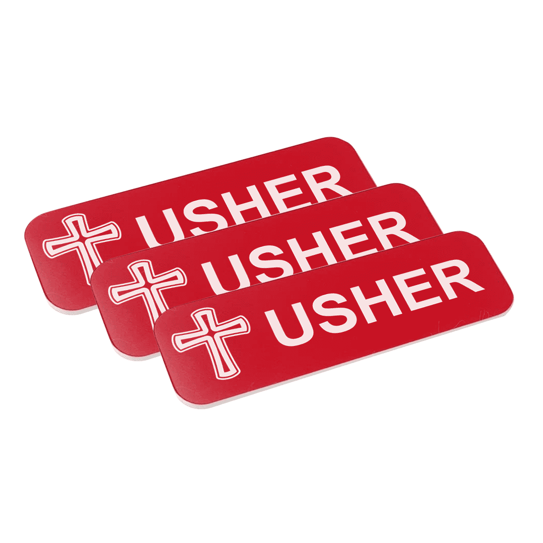 Usher 1 x 3" Name Tag/Badge, Red, Cross Design (3 Pack) - Walmart.com