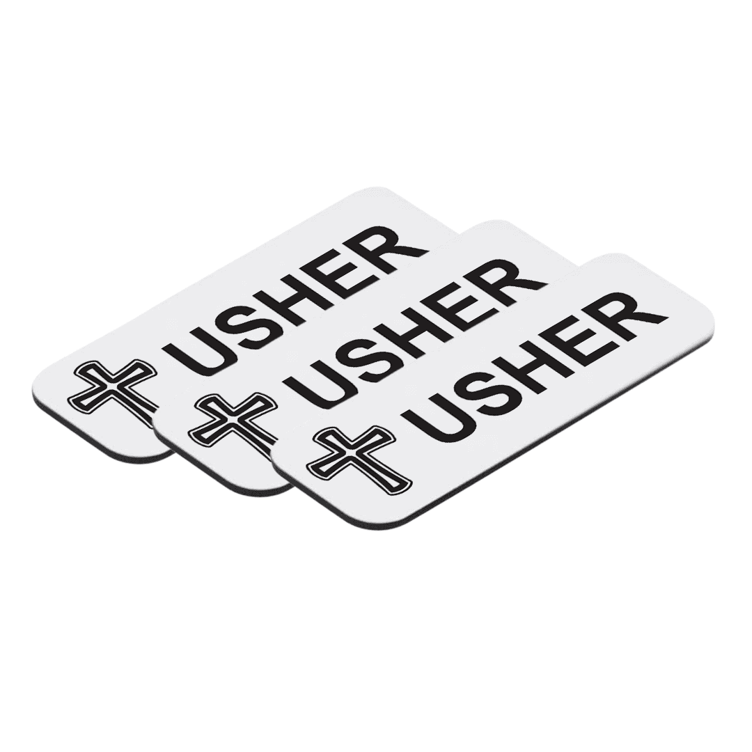 Usher 1 x 3" Name Tag/Badge, White, Cross Design (3 Pack) - Walmart.com
