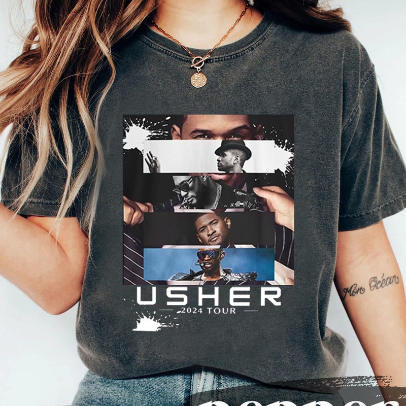 Usher 2024 Tour T Shirt, Usher World Tour Shirt, Usher Past Present ...
