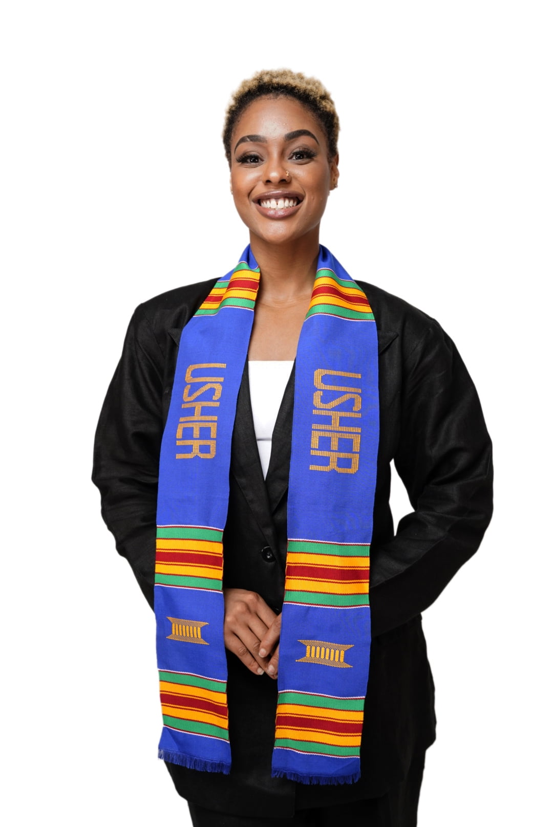 Usher Handwoven Kente Cloth Stole / Sash in Vibrant Blue, Gold ...
