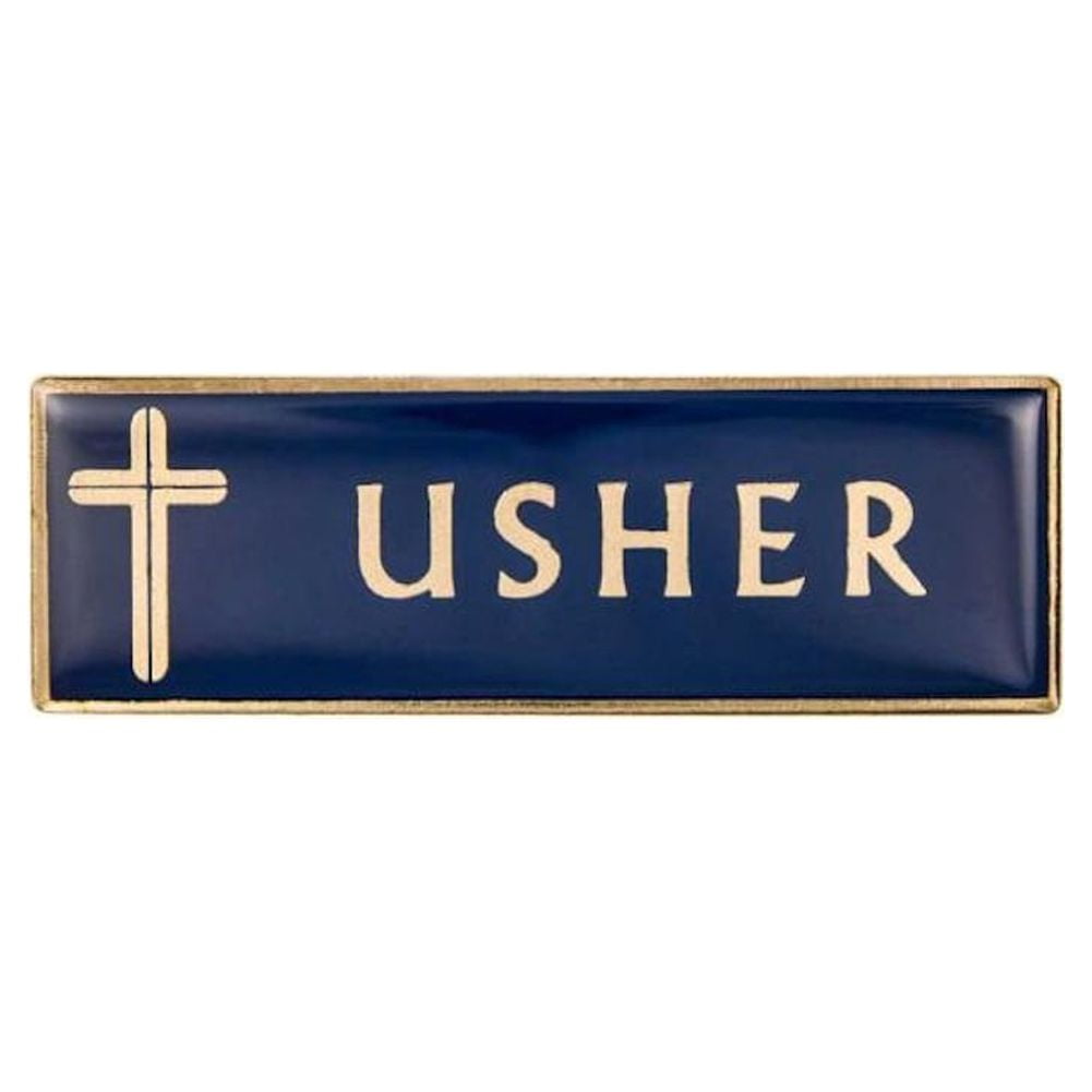 Usher Magnetic Badges Large Gold & Blue for Church Package of 2 ...