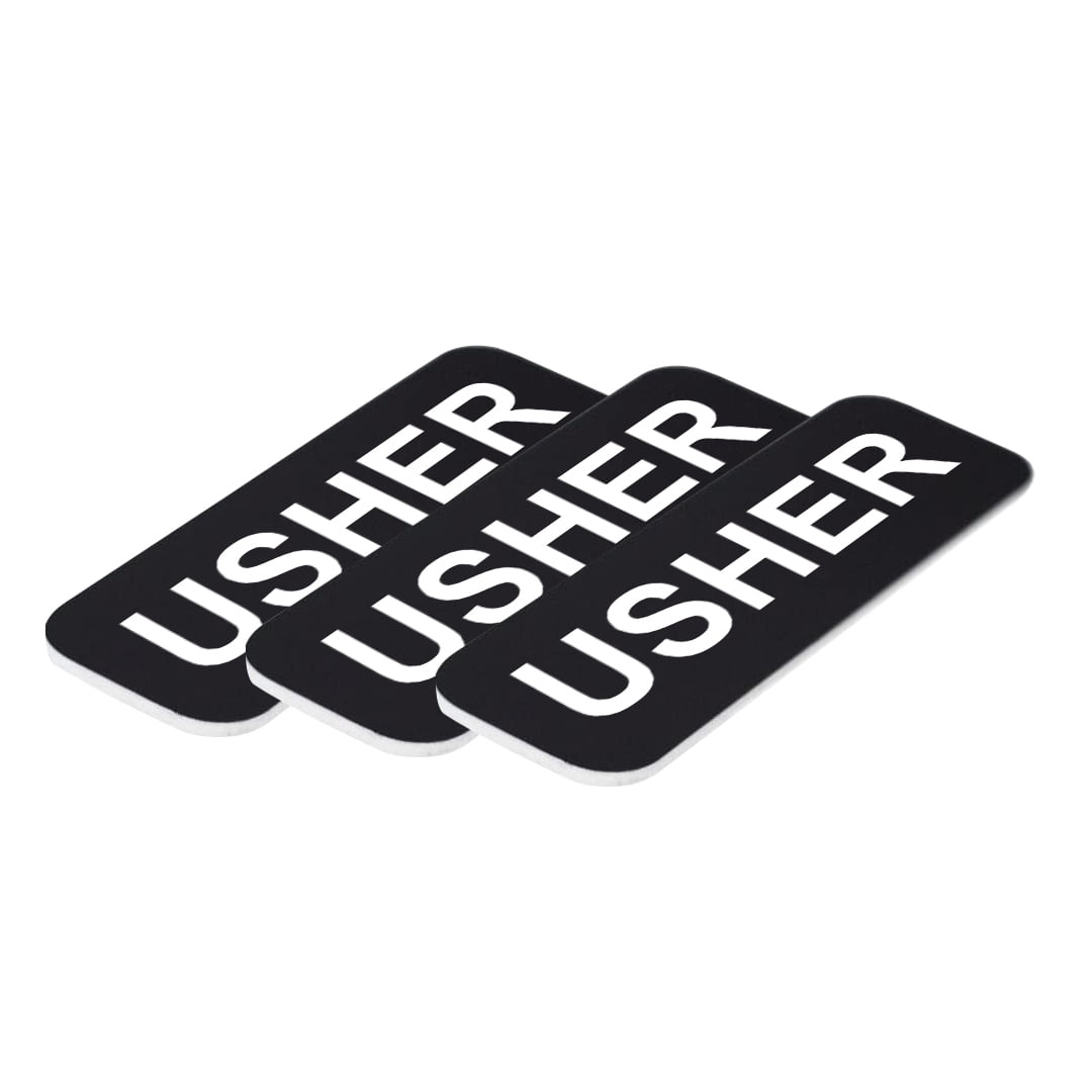 Usher Name Tag - Pack of 3 (Black) - Walmart.com
