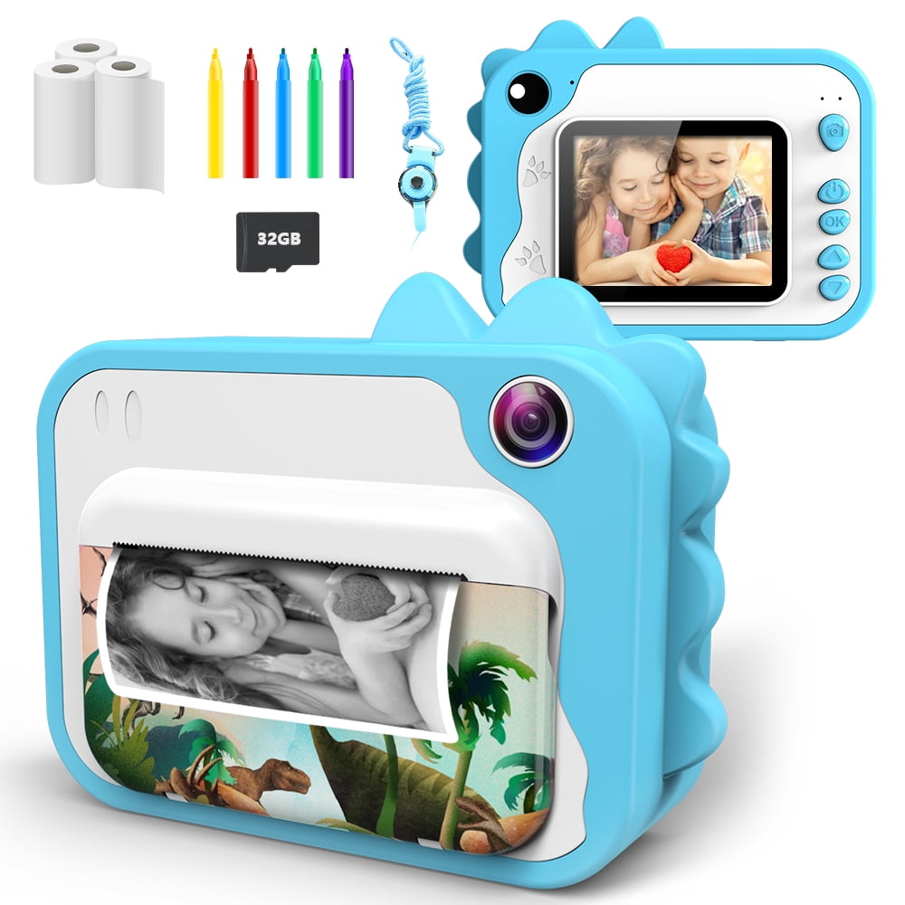 Ushining Kids Instant Print Camera, Blue Digital Toy Camera, Ideal Gift ...