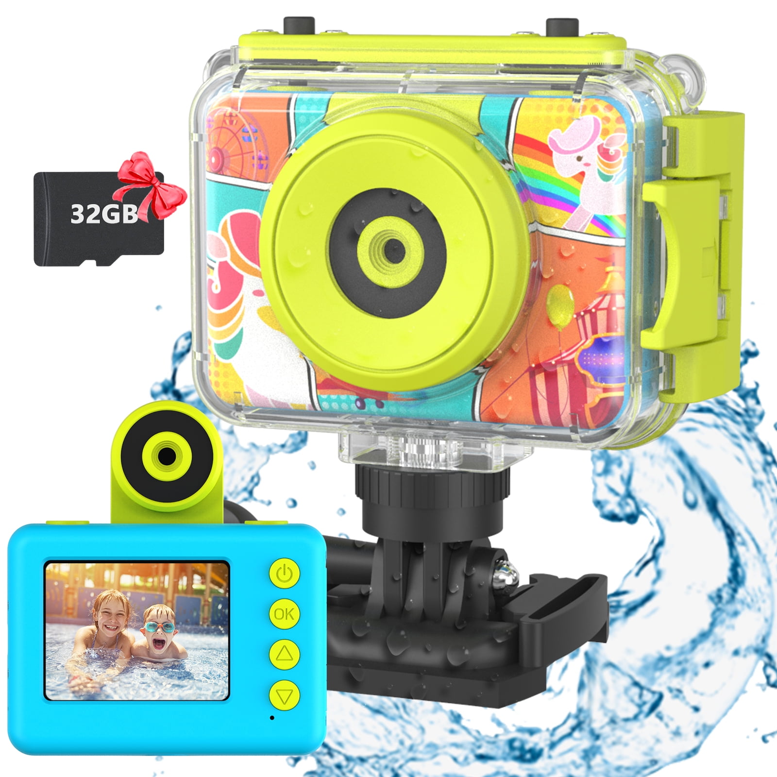 Ushining Waterproof Kids Digital Camera, 20MP, 180° Rotatable, Unisex ...