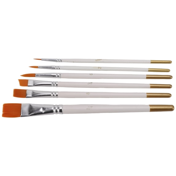 UsilkU 6 Pcs Paint Brush Set Multipurpose Mini Nylon White Rod Oil ...