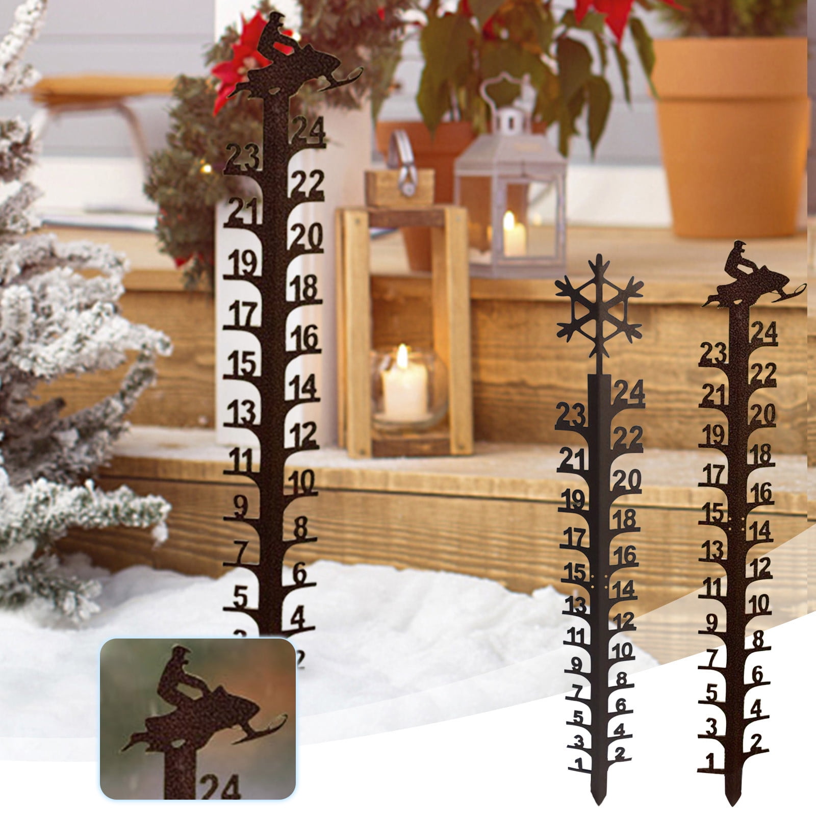 Usloyux 1Pcs 24 Inch Snow Measurement Tool, Metal Outdoor Snowfall ...