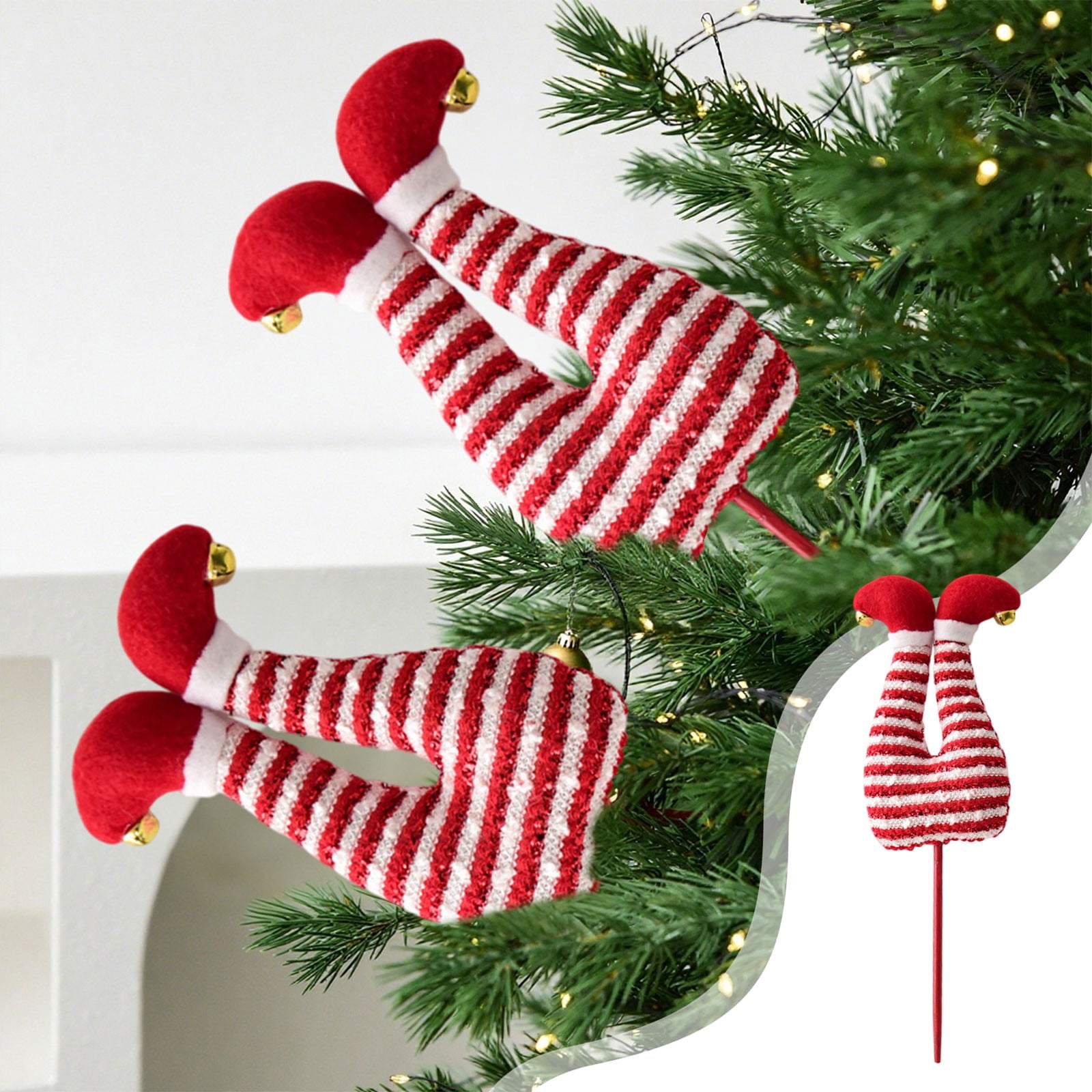 Usloyux Under $5 11.8inch Christmas Elf Legs Picks, Glittering Stuffed ...
