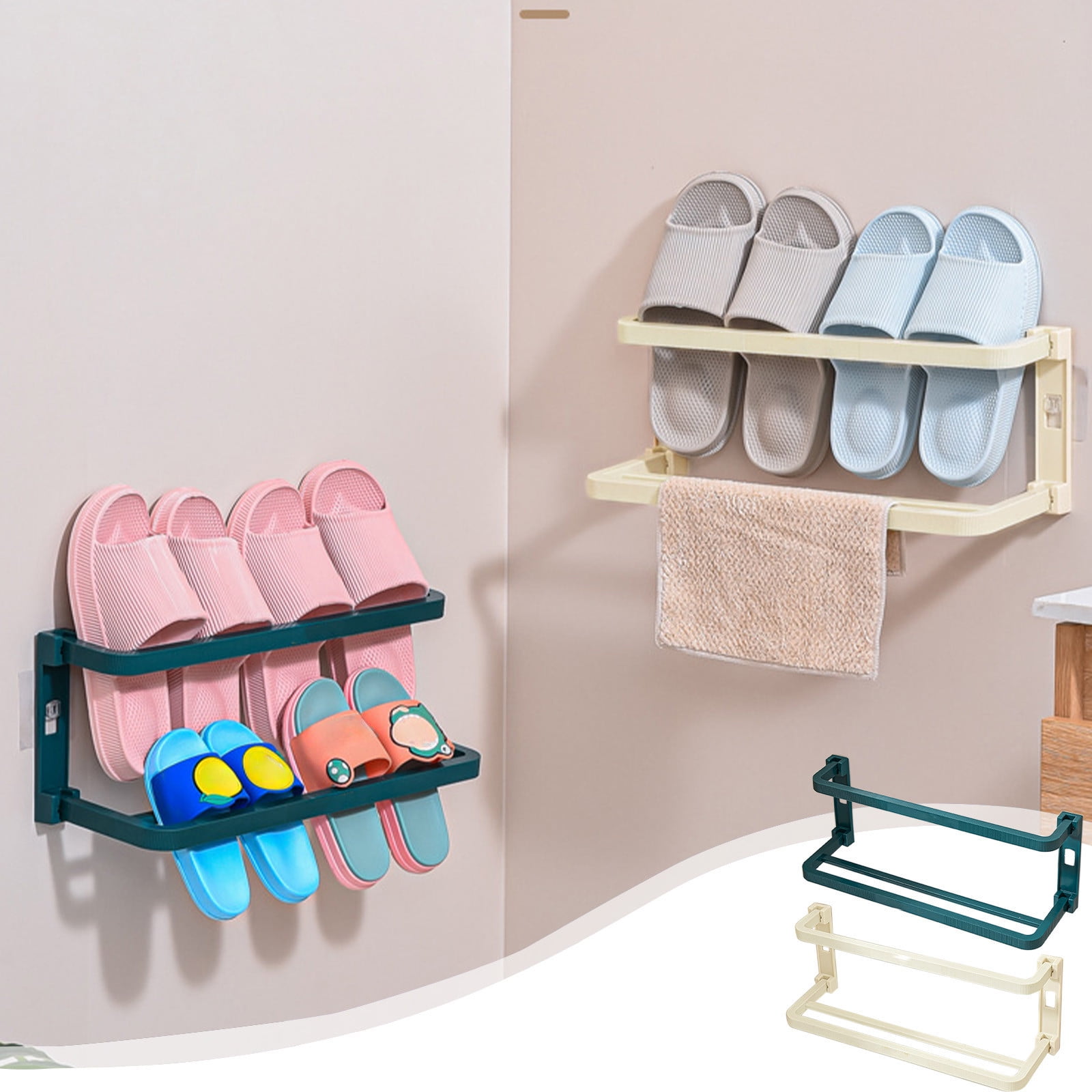 Usloyux under $5 2Pcs Bathroom Slipper Rack, Wall Mounted Slipper ...