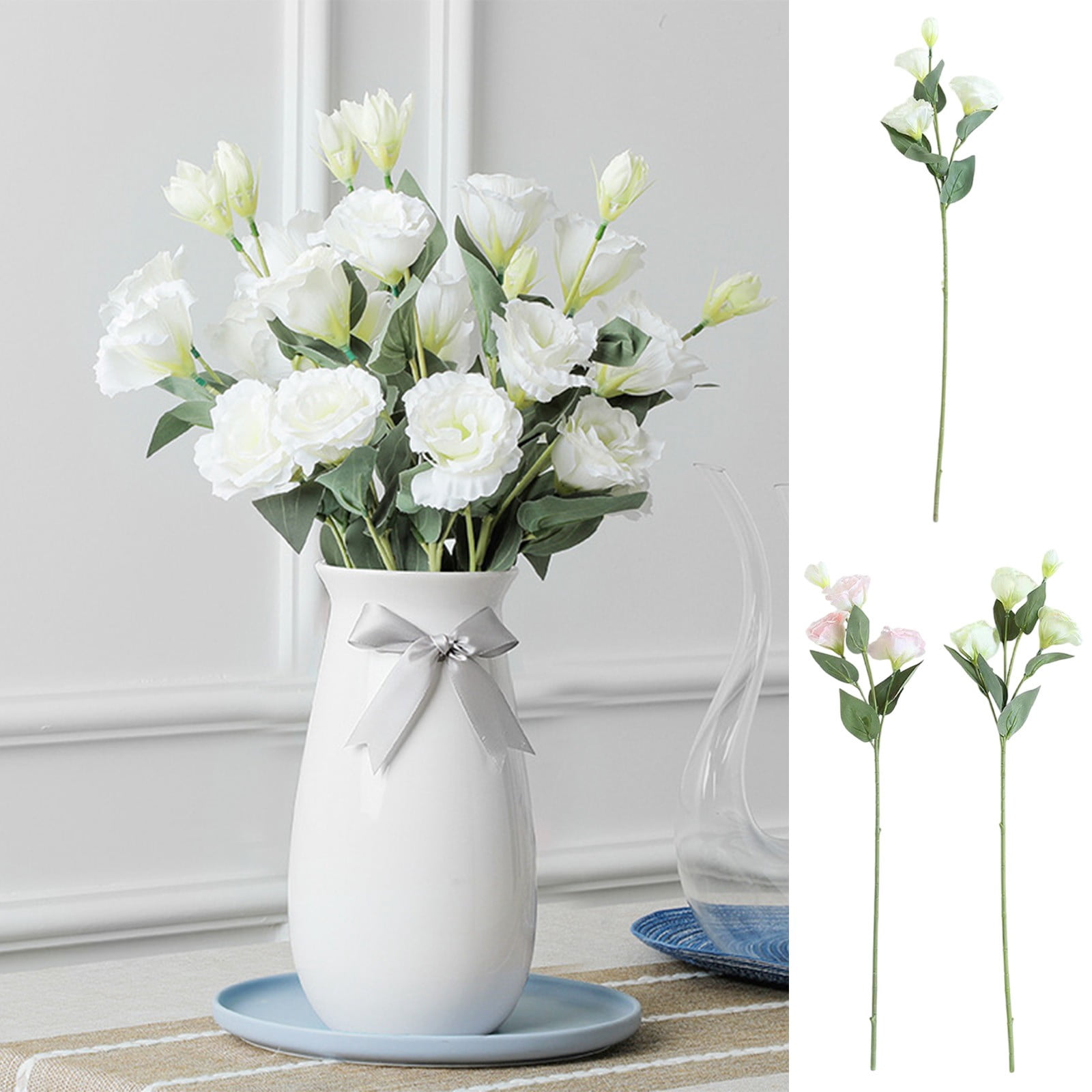 Usloyux Under $5 Artificial Flowers, Eustoma Fake Silk Stems for Home ...