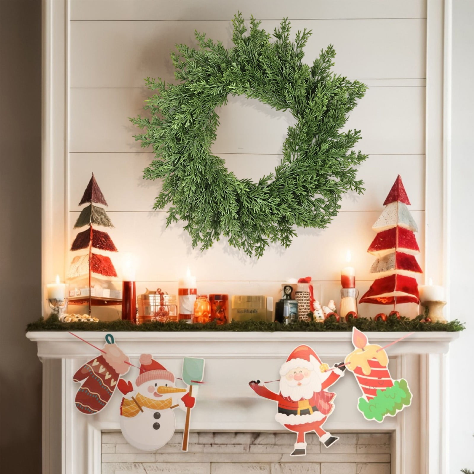 Usloyux Under $5 Christmas Wreath Garland, Artificial Pine Needle ...