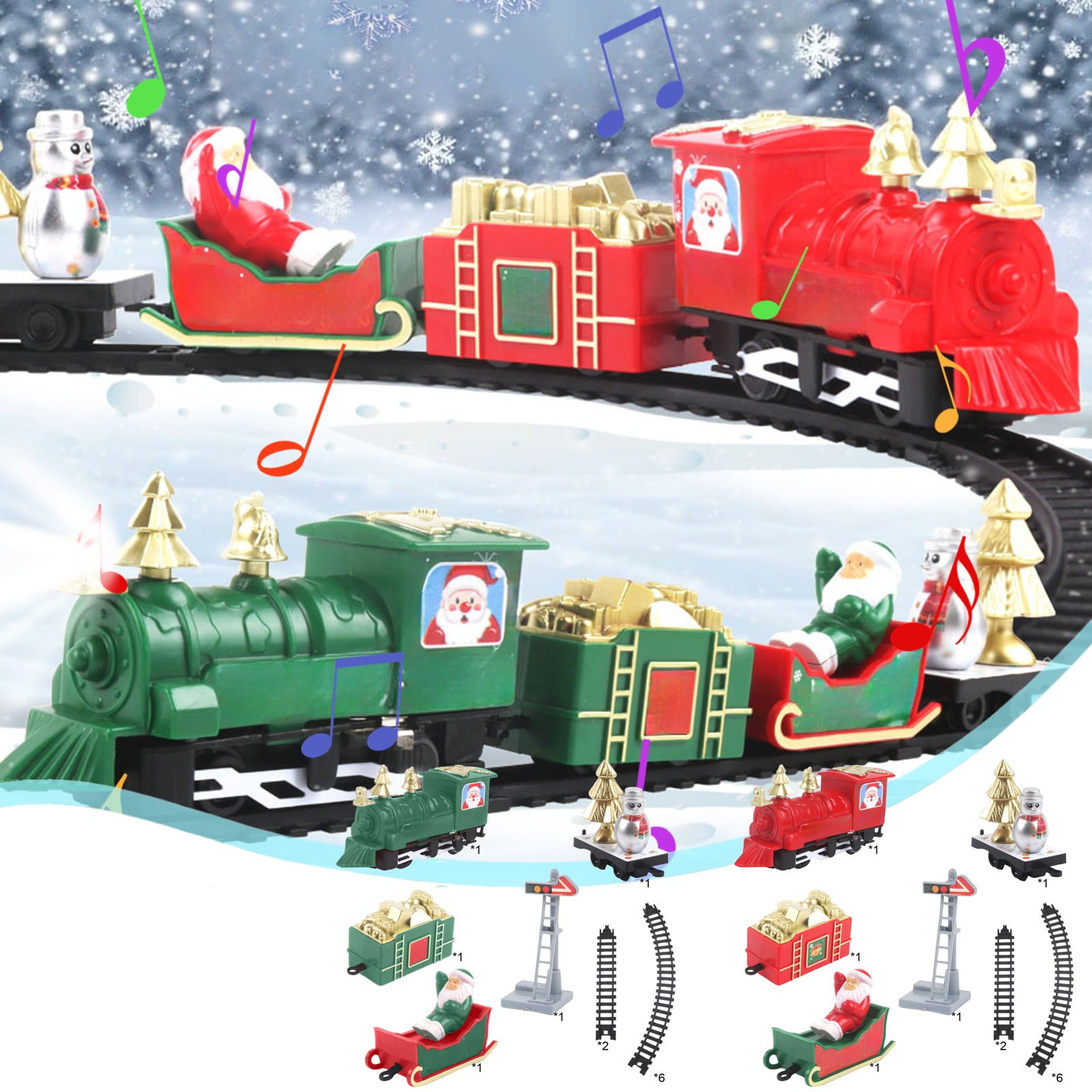 Usloyux Under $5 Electric Train Set, Christmas Themed Railway Toy with ...