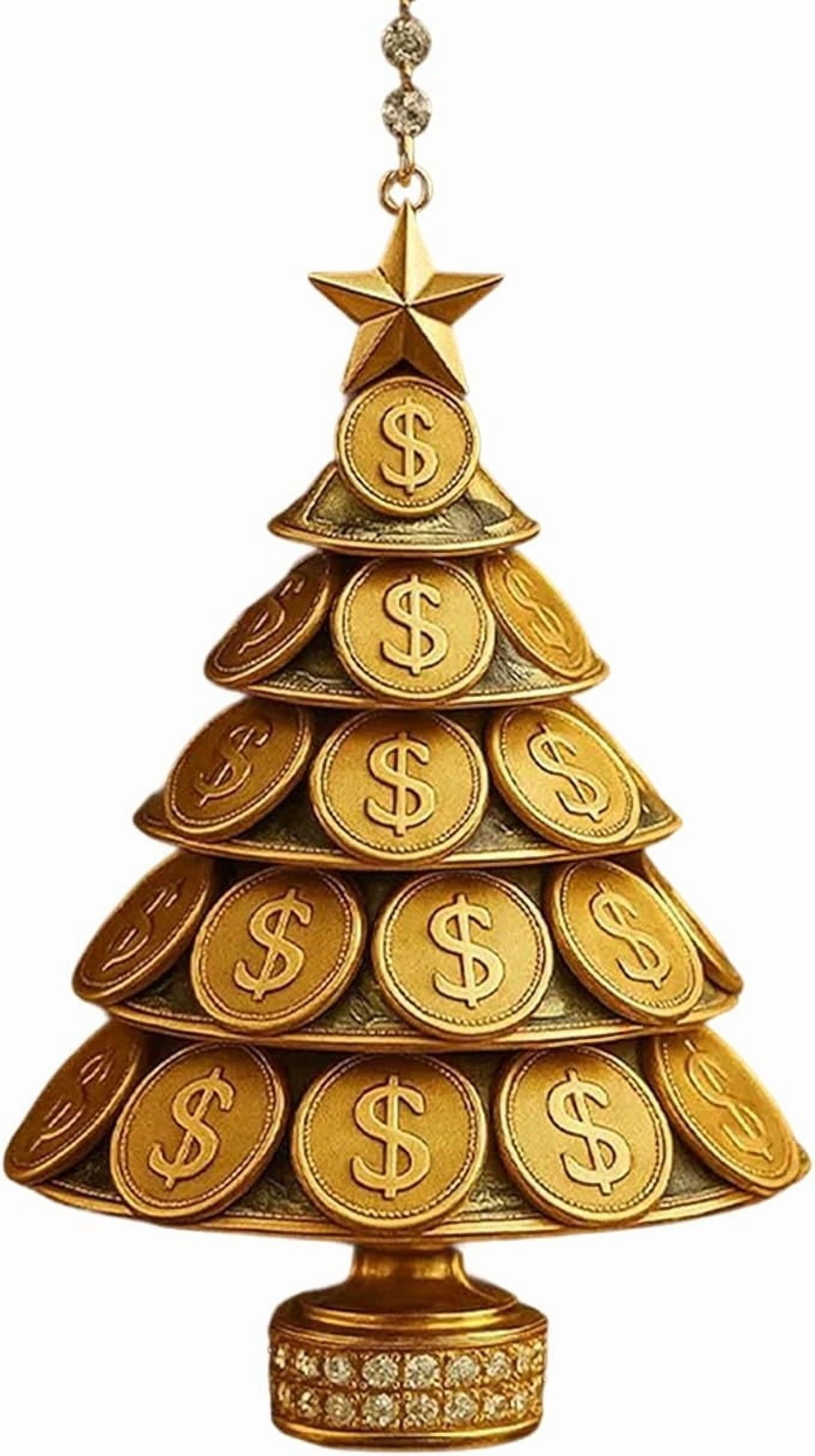 Usloyux Festive Tree Ornament, Gold Coin Stacked Wealth Display Piece ...