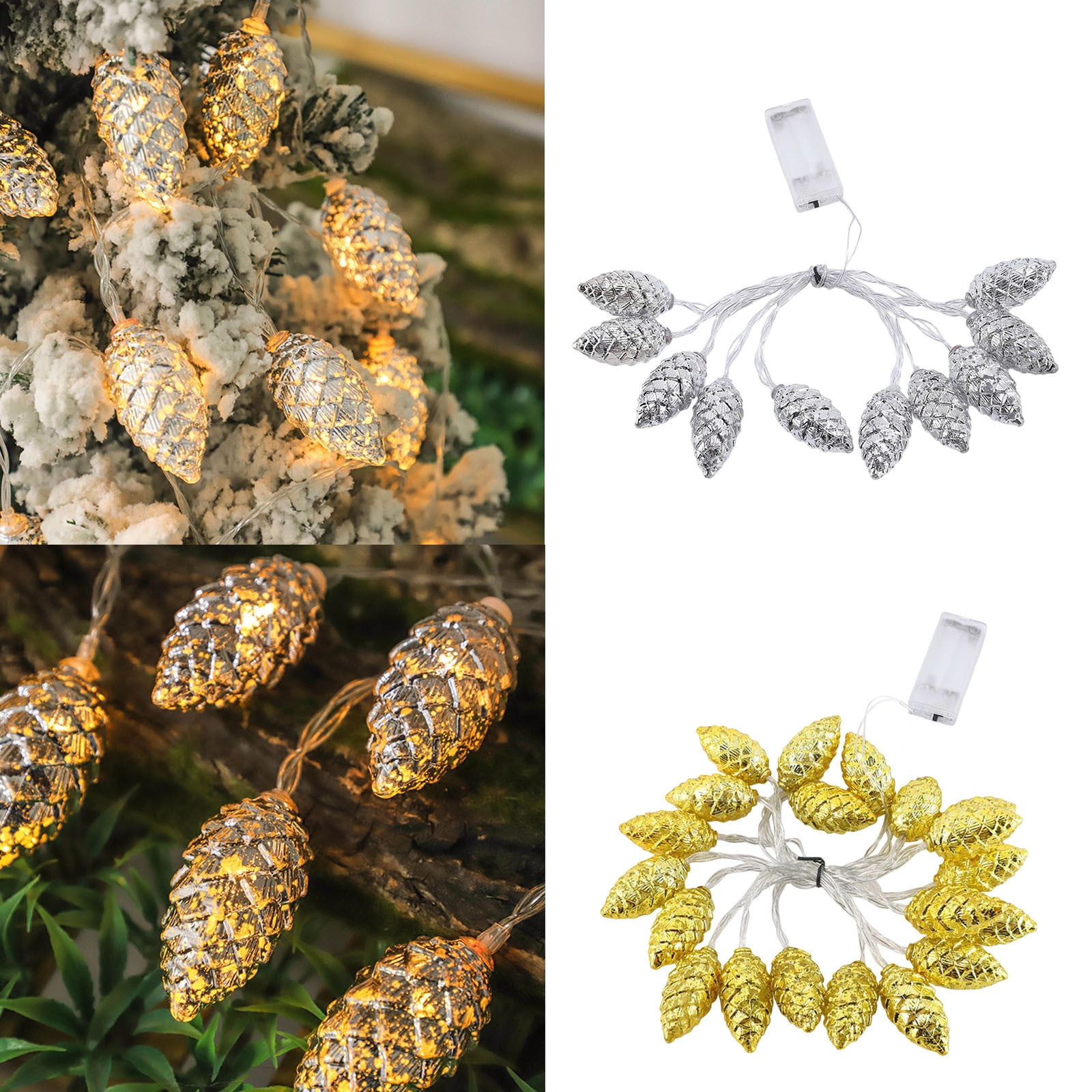 Usloyux Under $5 Pinecone Light Strings, Battery Operated LED Garlands ...
