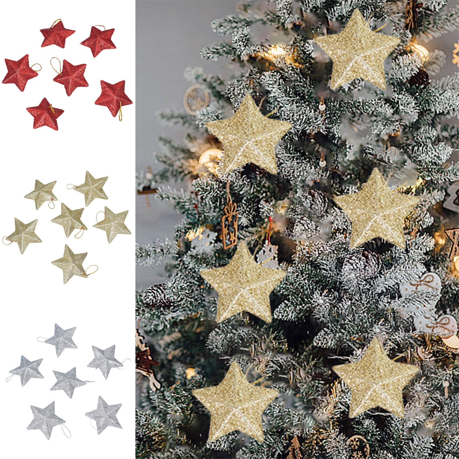 Usloyux Under $5 Sparkling Star Decorations,2.5 Inch Christmas Star ...