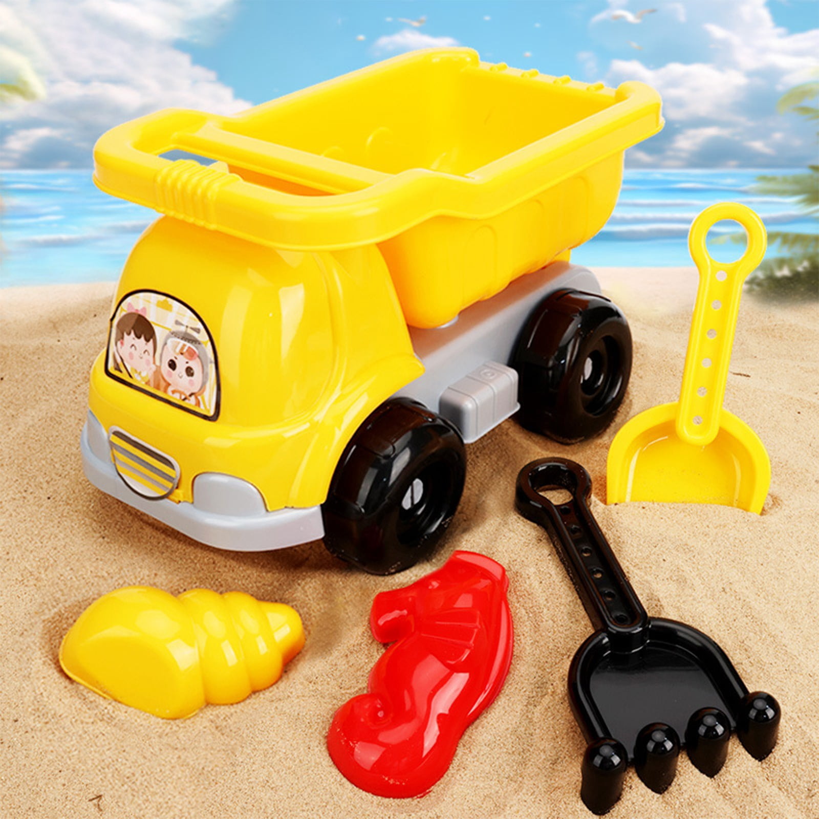 Usloyux Children's Beach Toy Set, 5 Pcs Sand Toys with Truck,Trowel ...
