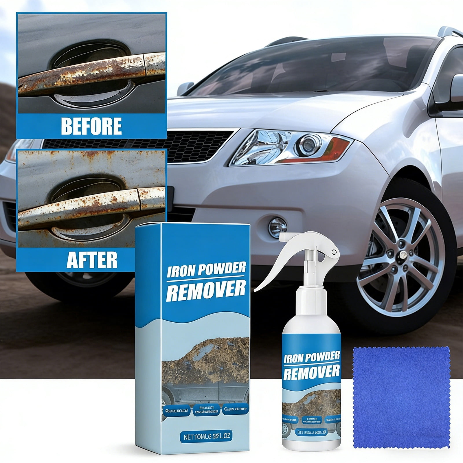 Usloyux Iron Powder Remover Spray, Multi-Functional Car Rust Removal ...