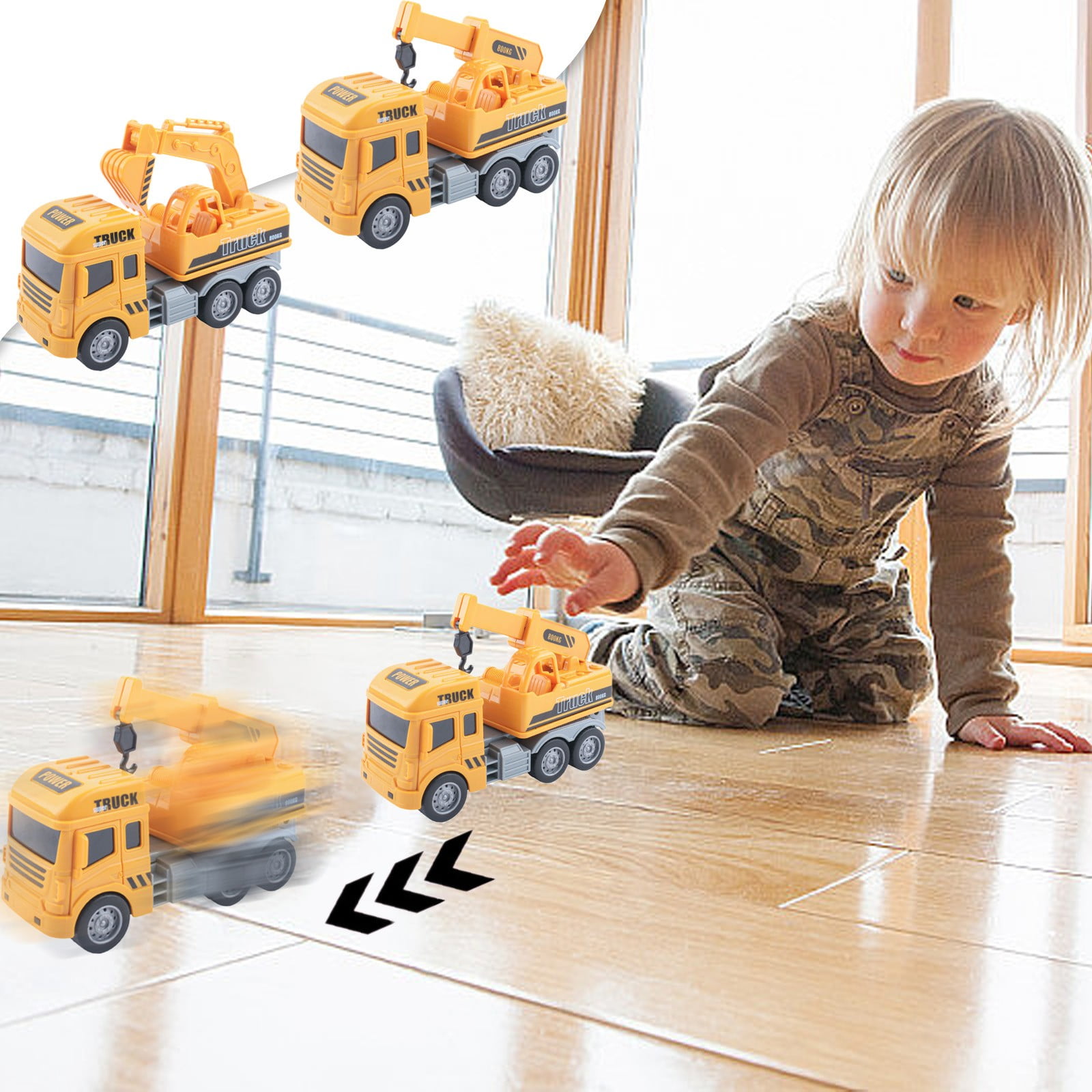 Usloyux Kids Inertance Engineering Vehicle Toy Realistic,Push & Go ...