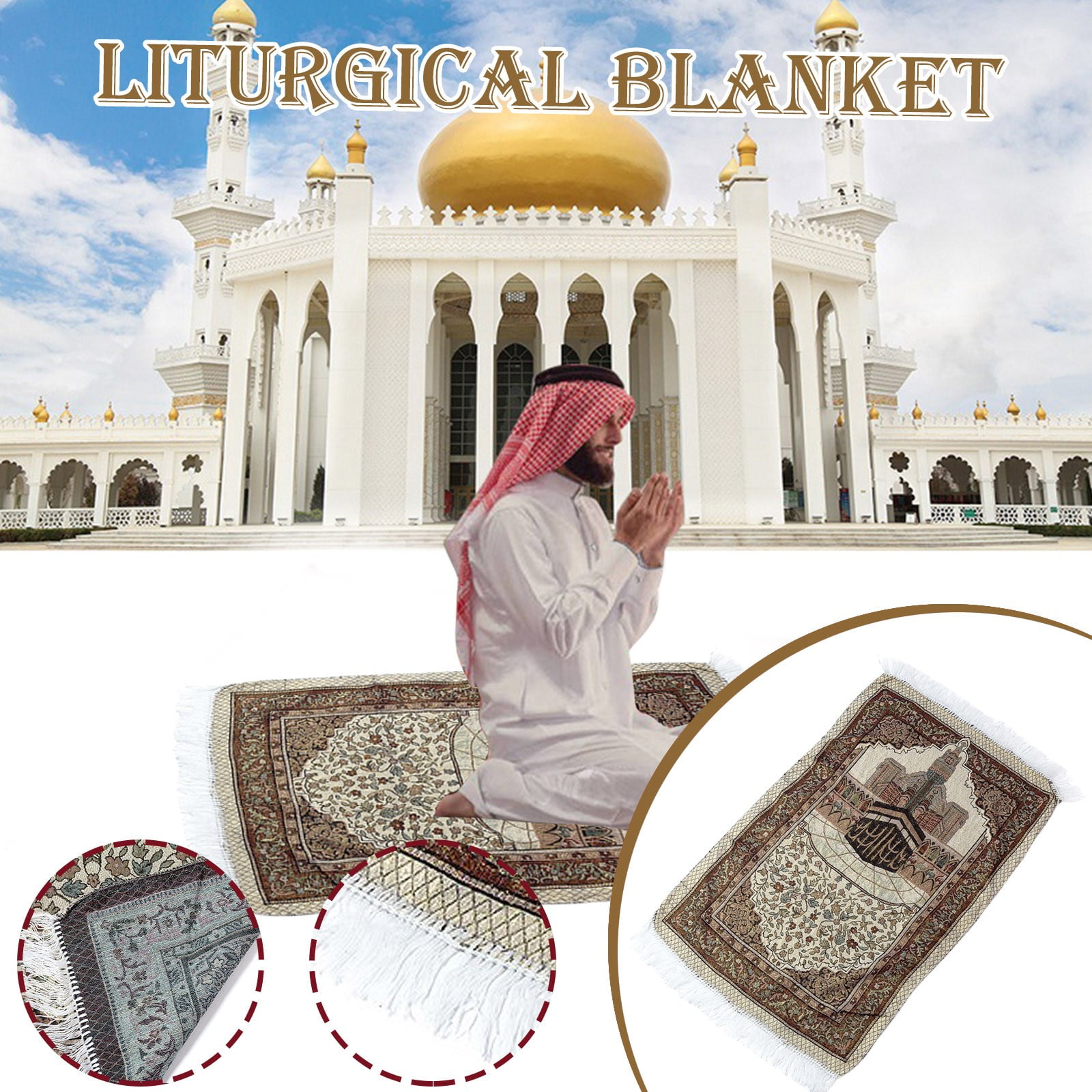 Usloyux Prayer Rug, Portable Worship Mat for Mosque Home Travel, Non ...
