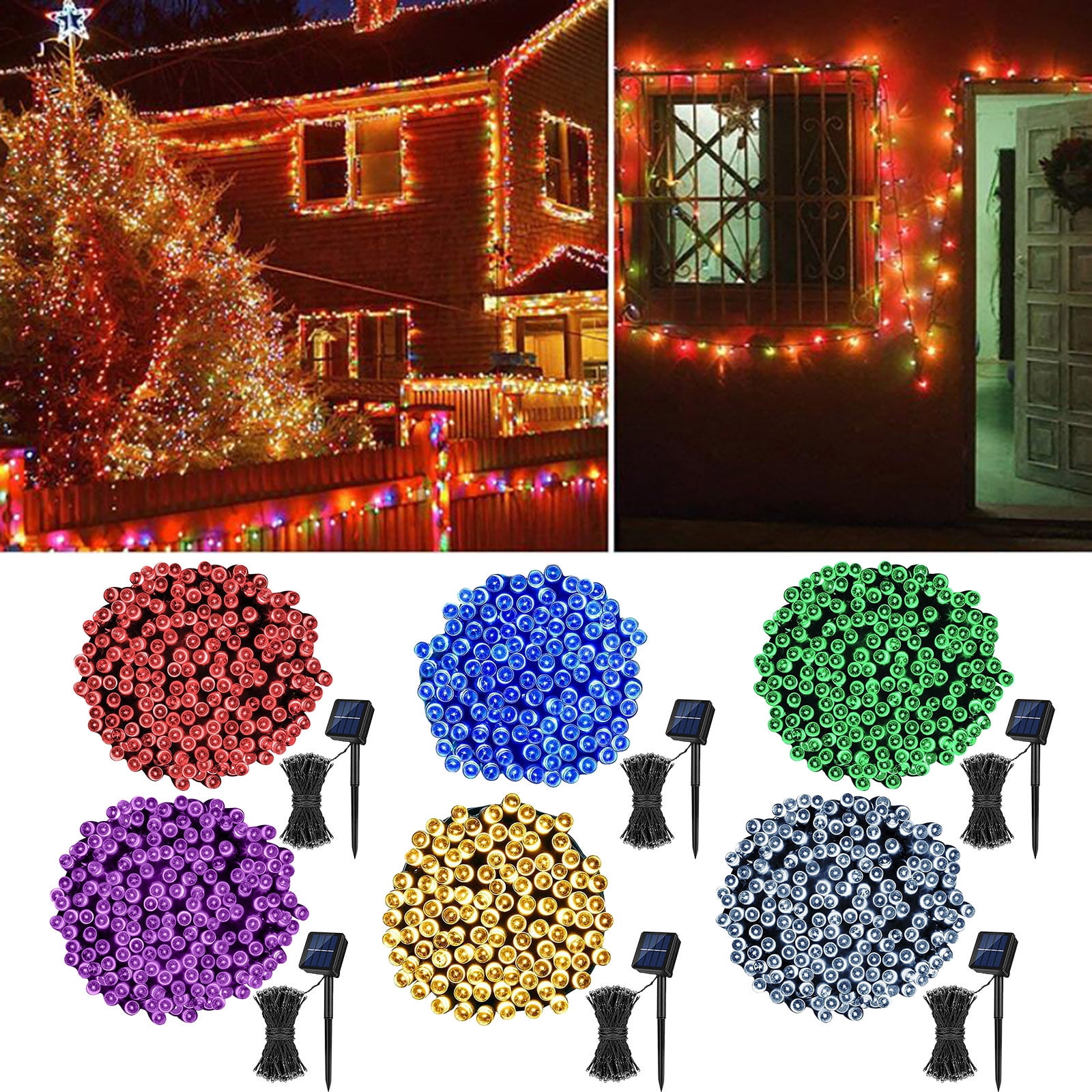 Usmixi 12M 100 LED Solar String Lights Outdoor Solar Powered Christmas ...
