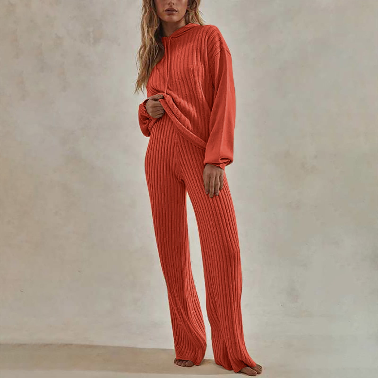 Usmixi 2 Piece Lounge Sets for Women Pajamas Sets for Women Comfy Knit ...