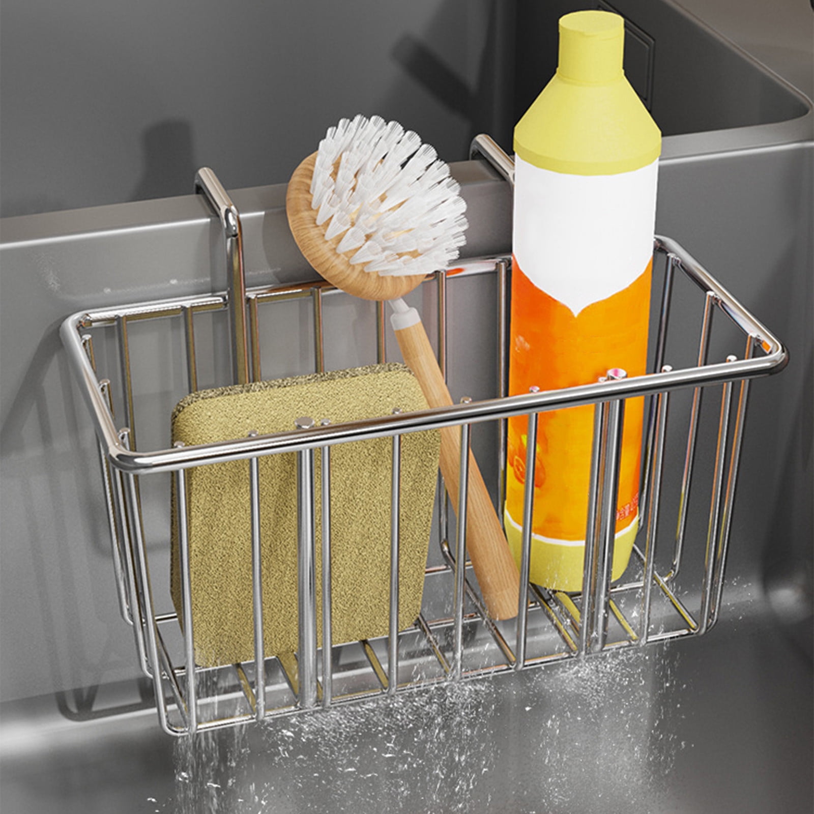 Usmixi 304 Stainless Steel Rectangular Sink Drying Rack Kitchen Sponge ...